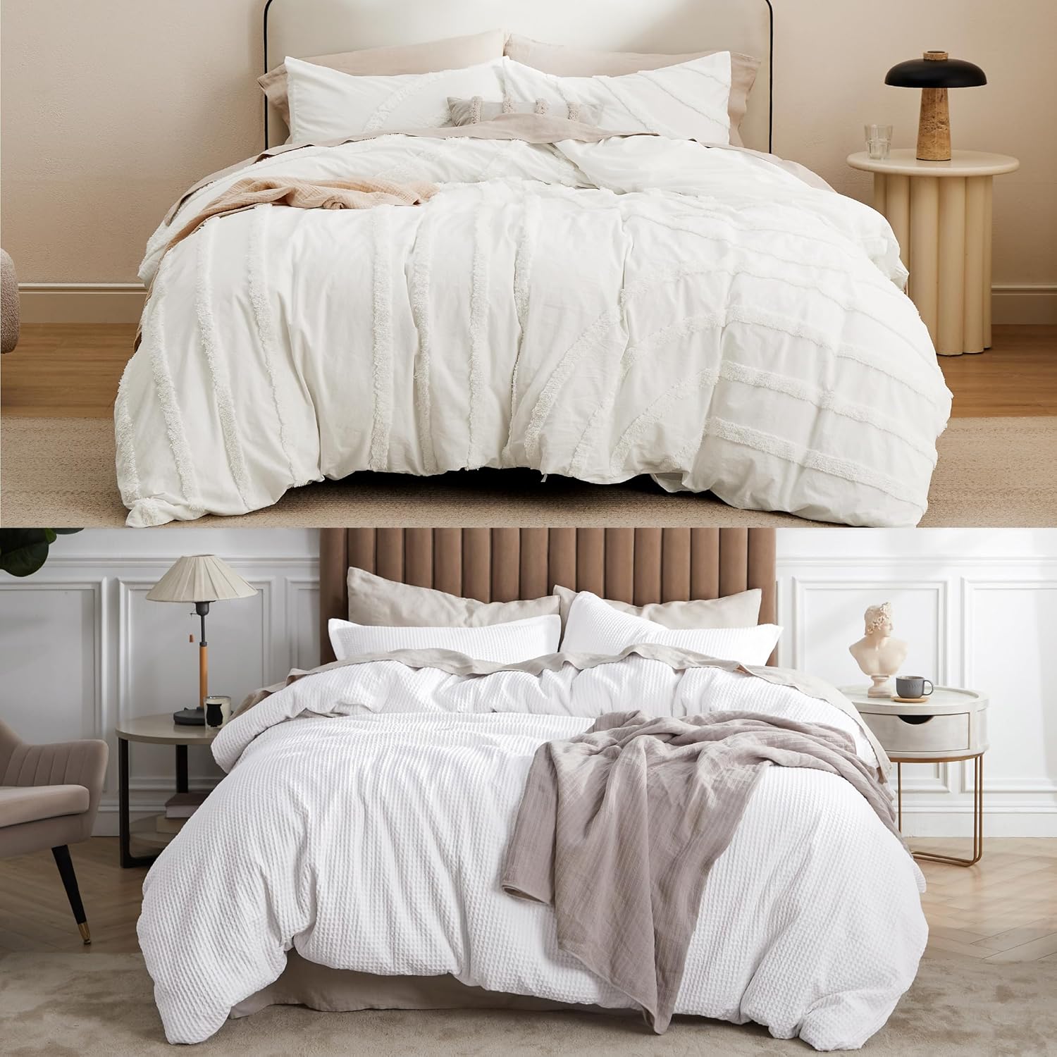 Amazon.com: Bedsure Cotton Duvet Cover Queen Size - 3-Piece Tufted Arch ...