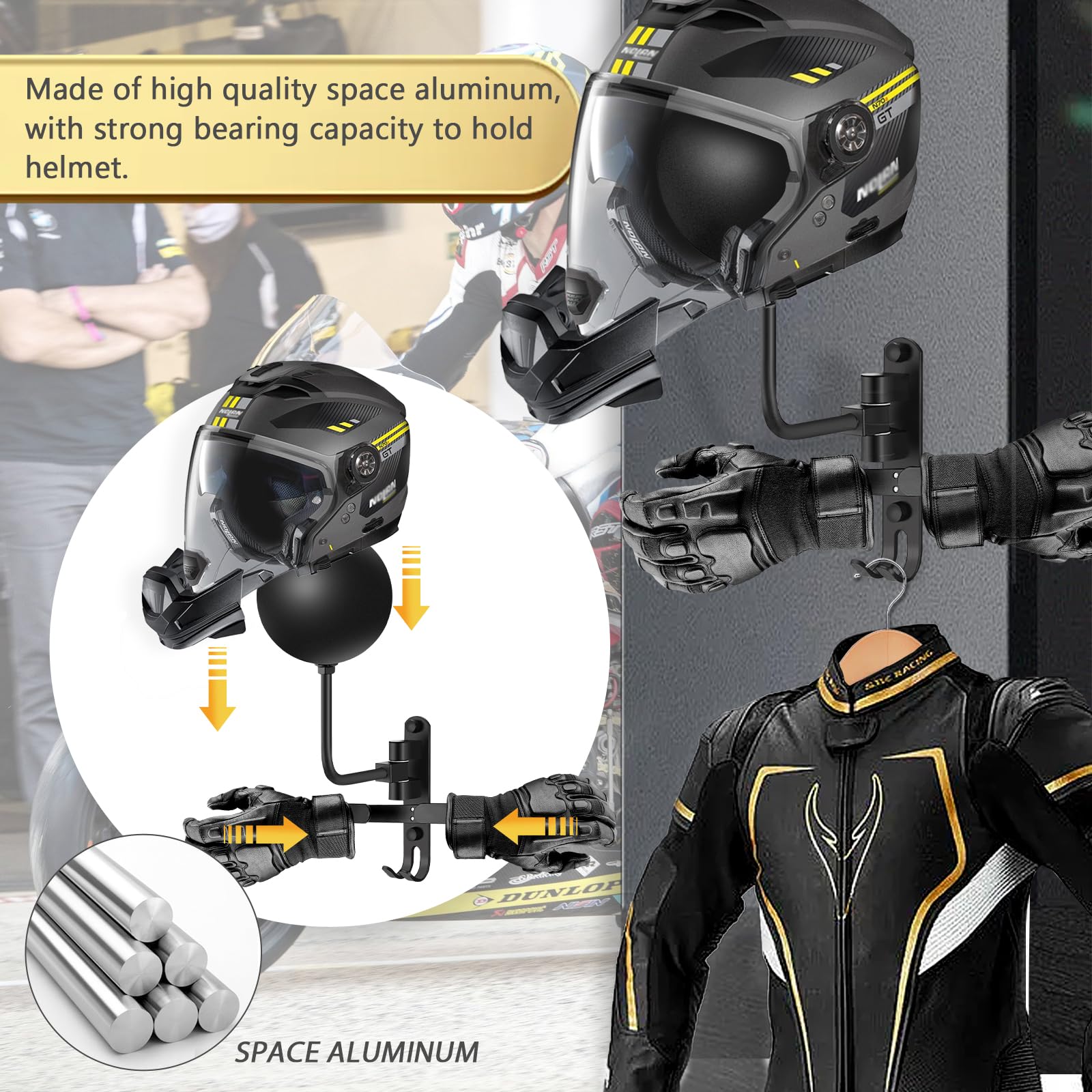 Snapklik.com : Motorcycle Helmet Rack Wall Mount 180 Degree Rotation ...