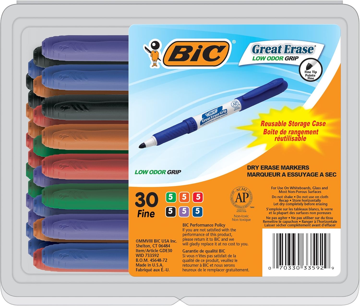 BIC Intensity Low Odor Dry Erase Marker, Fine Point, Assorted Ink ...