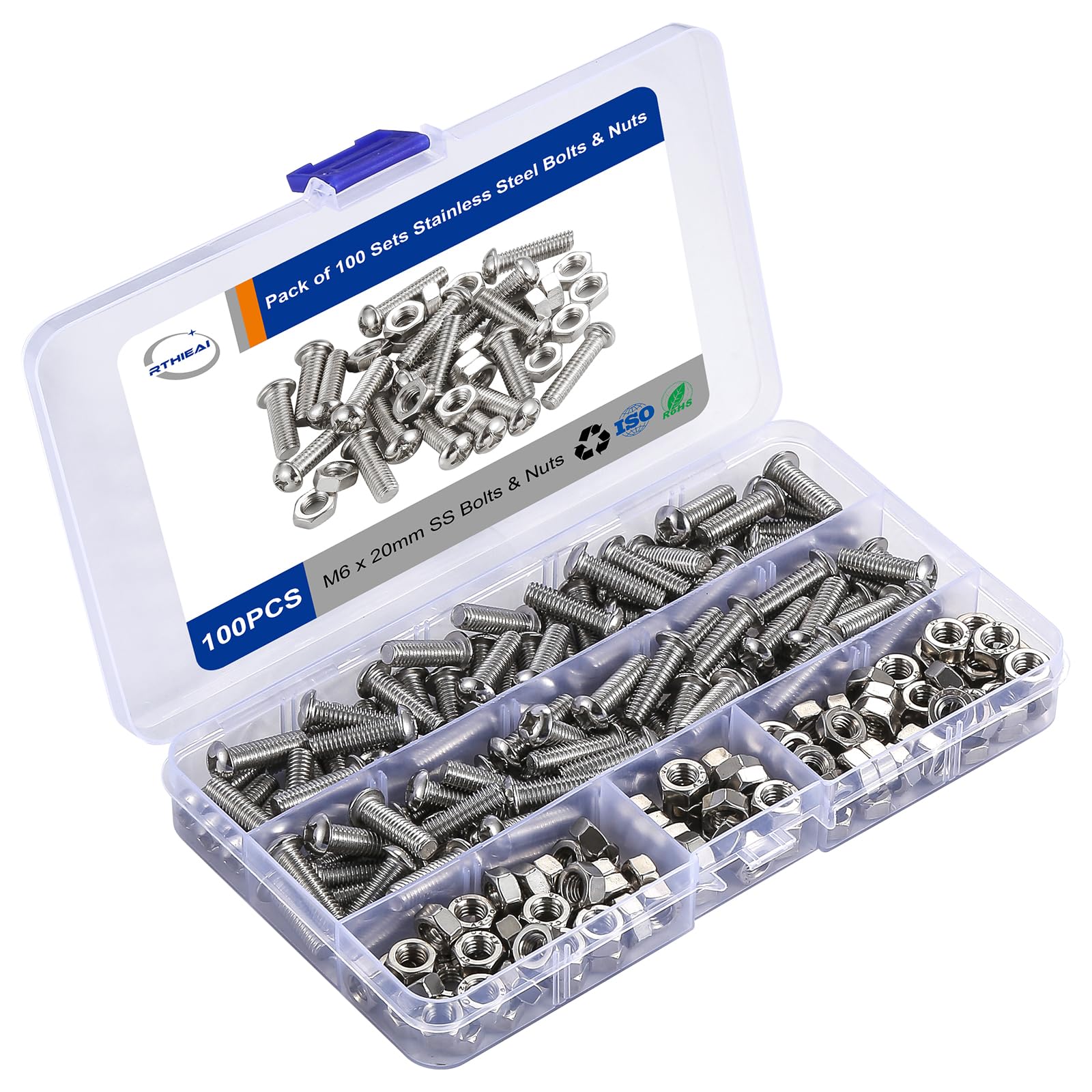 Snapklik.com : (Pack Of 100 Sets) SS M6 X 20mm Bolts Screws & Nuts For ...