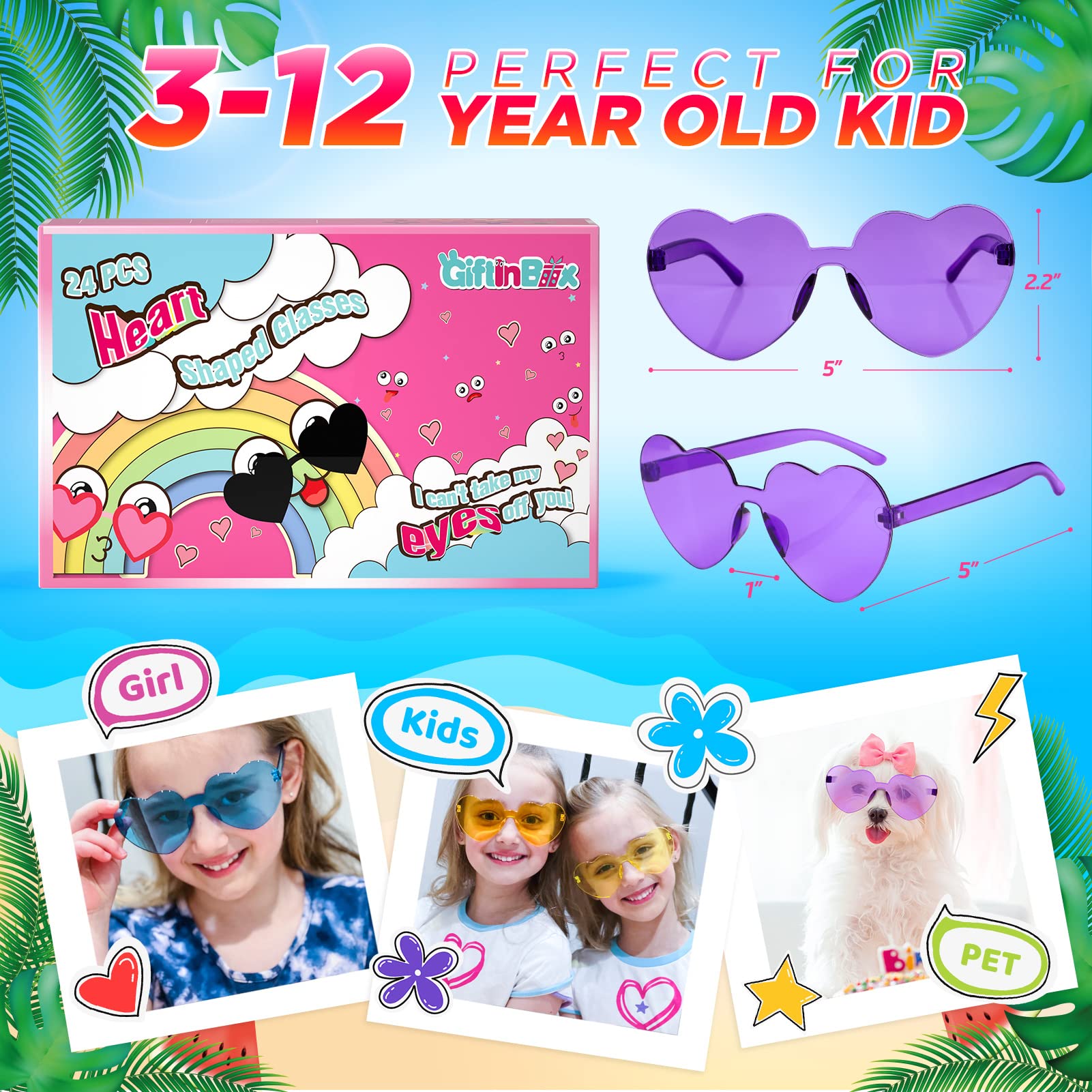 Snapklik.com : 24 Pack Heart Sunglasses Heart Shaped Rimless Sunglasses ...