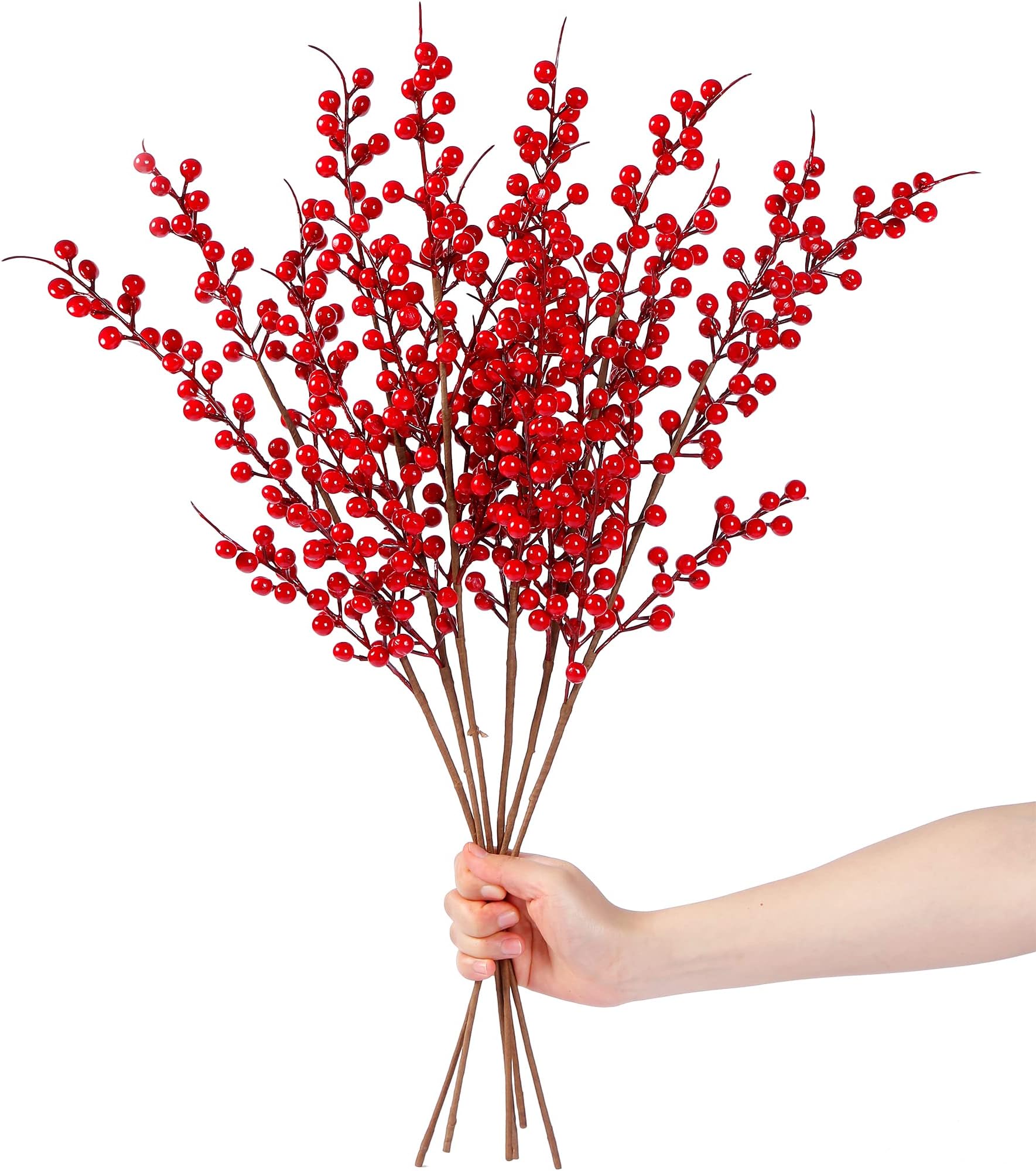 Amazon.com: Atroy Artificial Berry Stems Branches, 27.6 Inch Fake Red ...