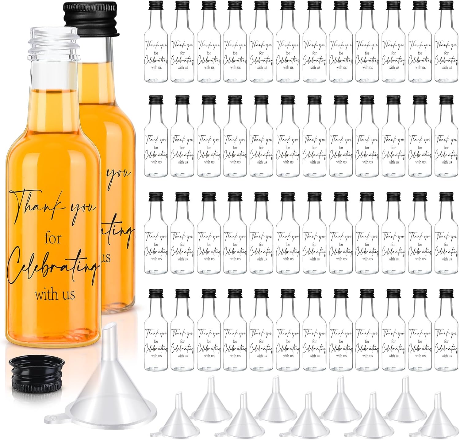 Amazon.com: Bokon 50 Pcs Mini Wedding Liquor Bottles Thank You for ...