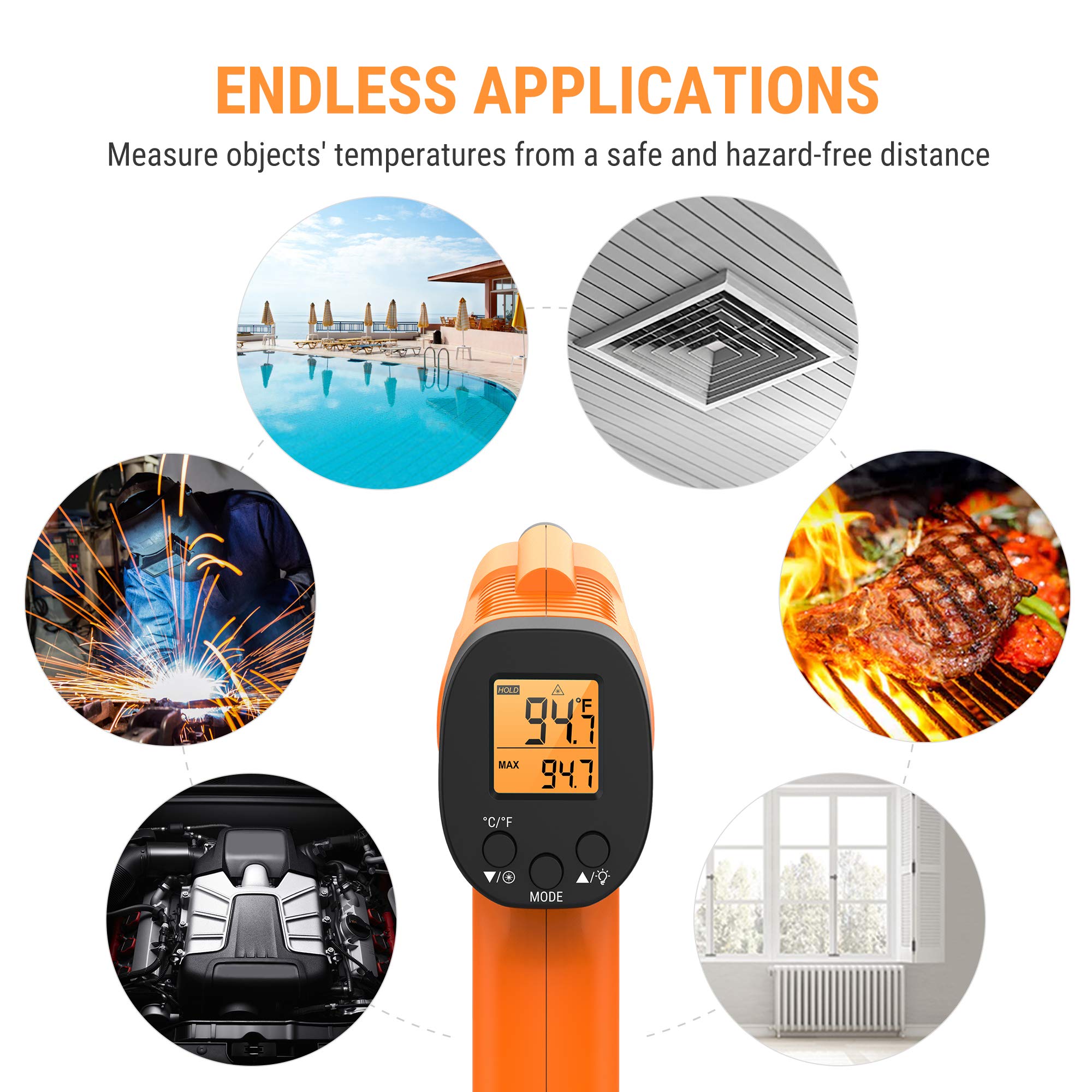 Snapklik.com : ThermoPro TP30 Infrared Thermometer Gun, Laser ...