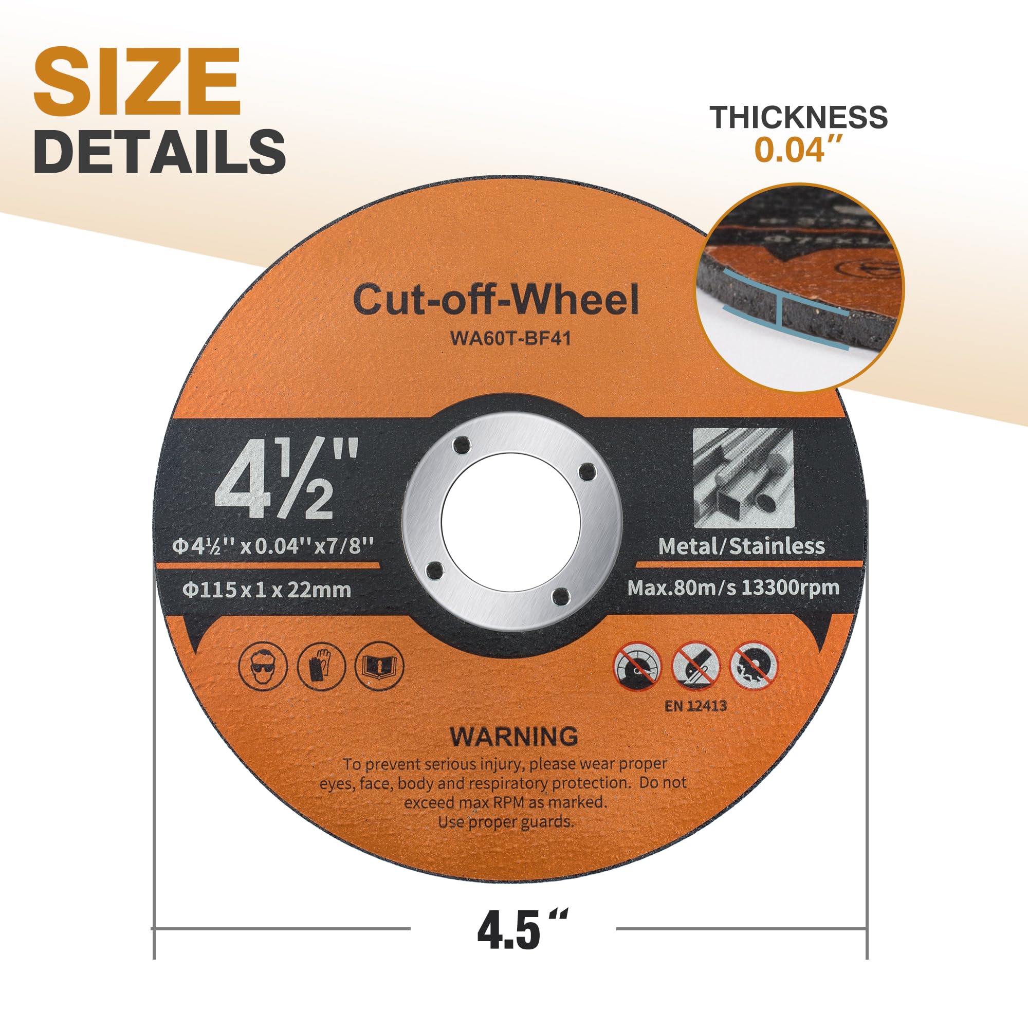 Snapklik.com : 60 Pack 4 1/2 Inch Cut-Off Wheels For Metal & Stainless ...