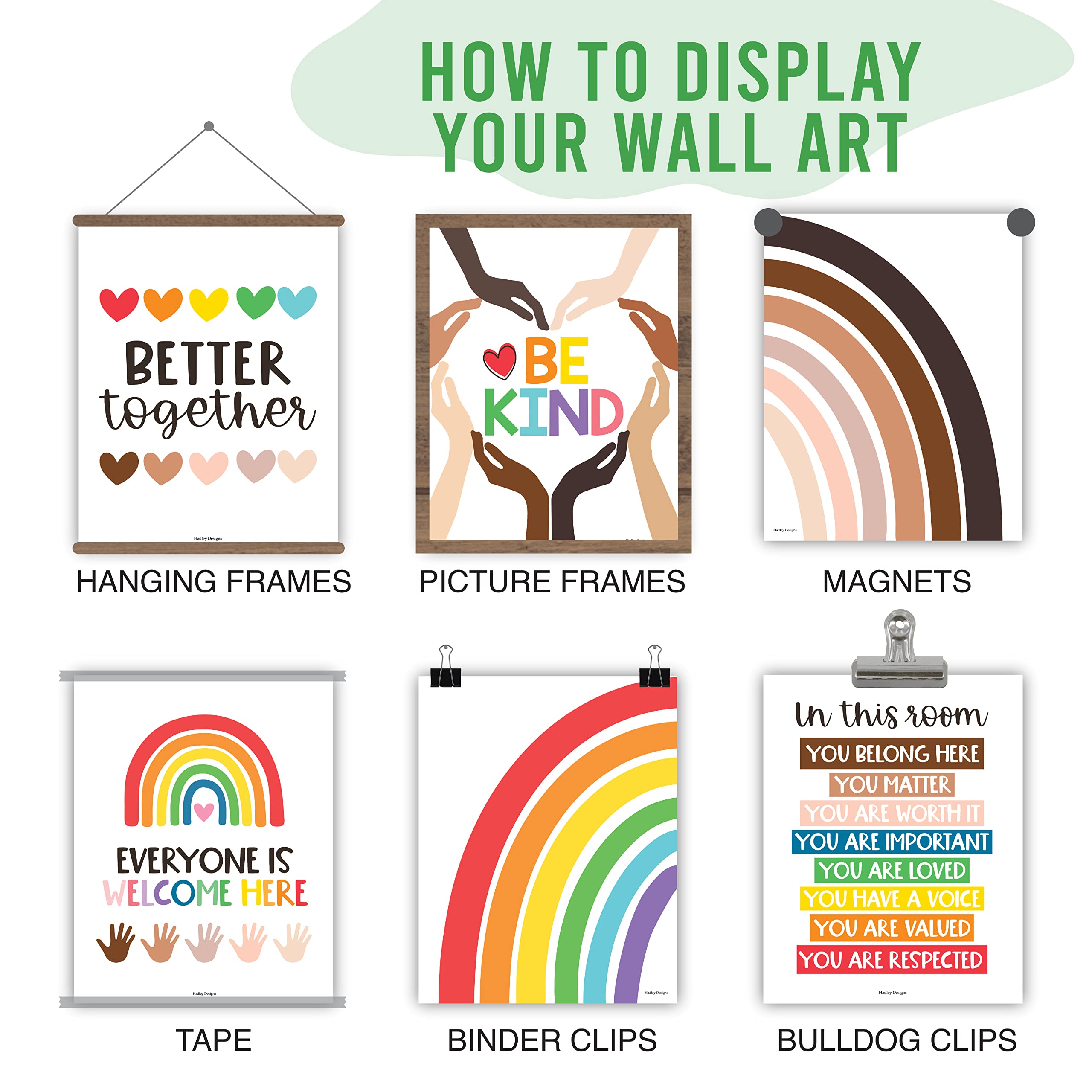 Buy 6 Rainbow Poster Diversity Posters for Classroom Decor for Teachers ...