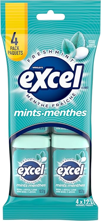 EXCEL, Fresh Mint Flavoured Mints, 12.2g, 4 Packs : Amazon.ca: Grocery ...