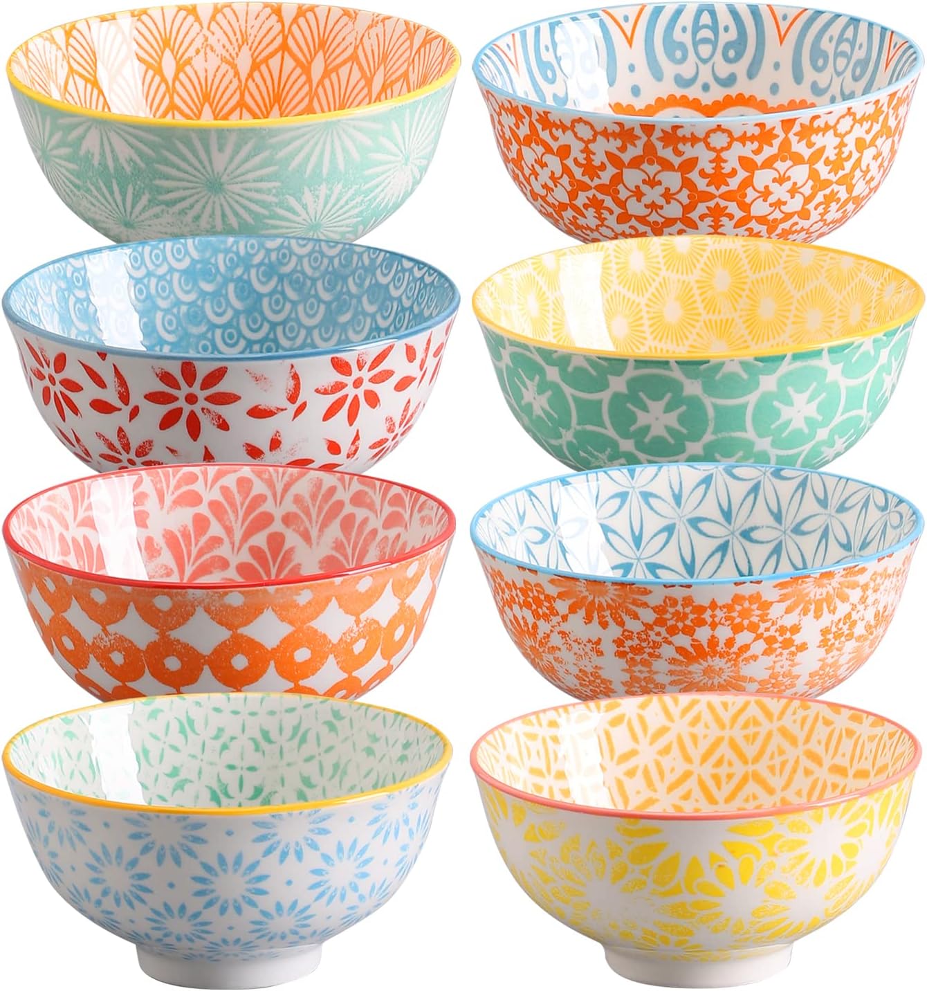 FERAHI Ceramic Bowls, 10 Oz Small Bowls, Set of 8 Ice Cream Bowls ...