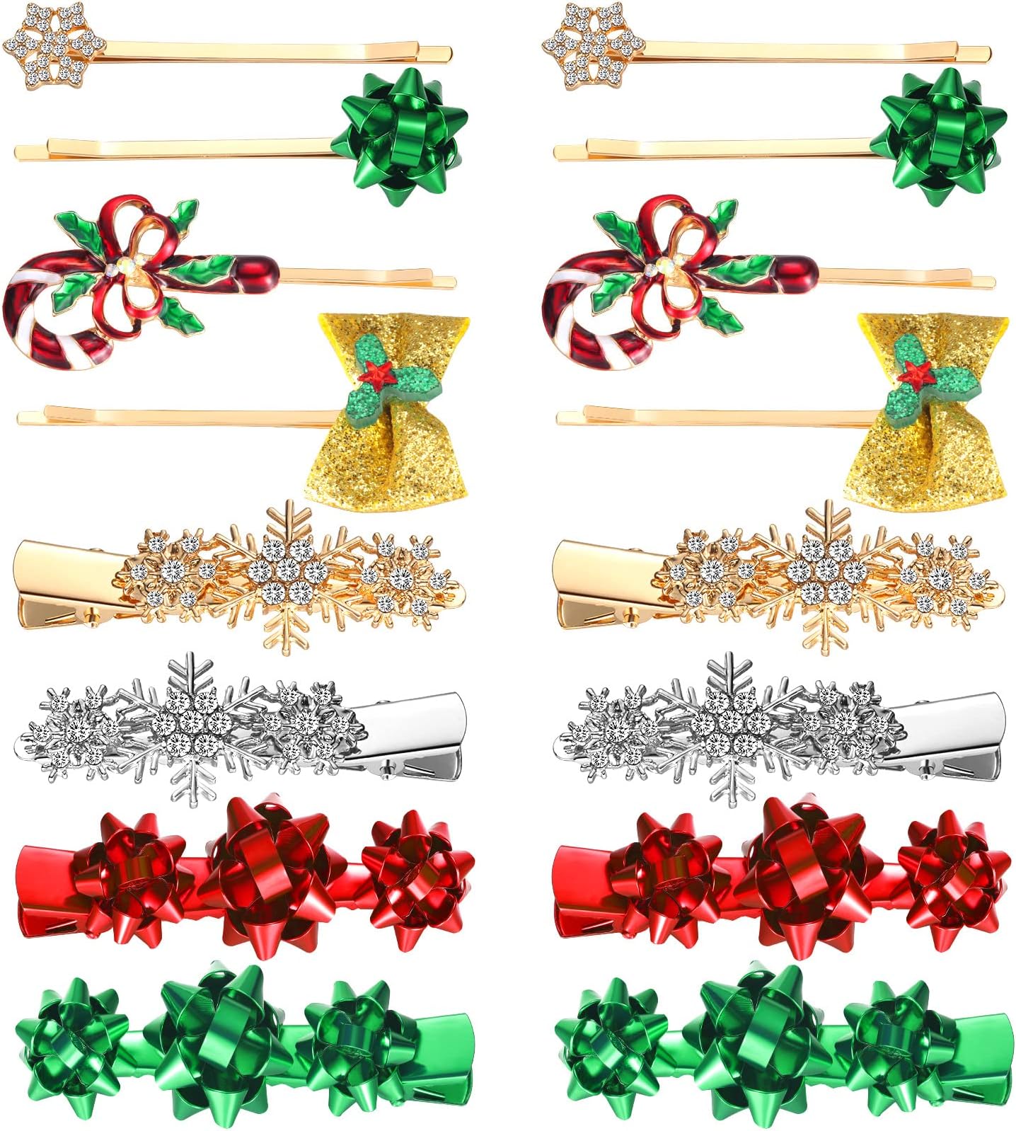 Amazon.com : 6PCS Christmas Hair Clips for Women Xmas Snowflake Wreath ...