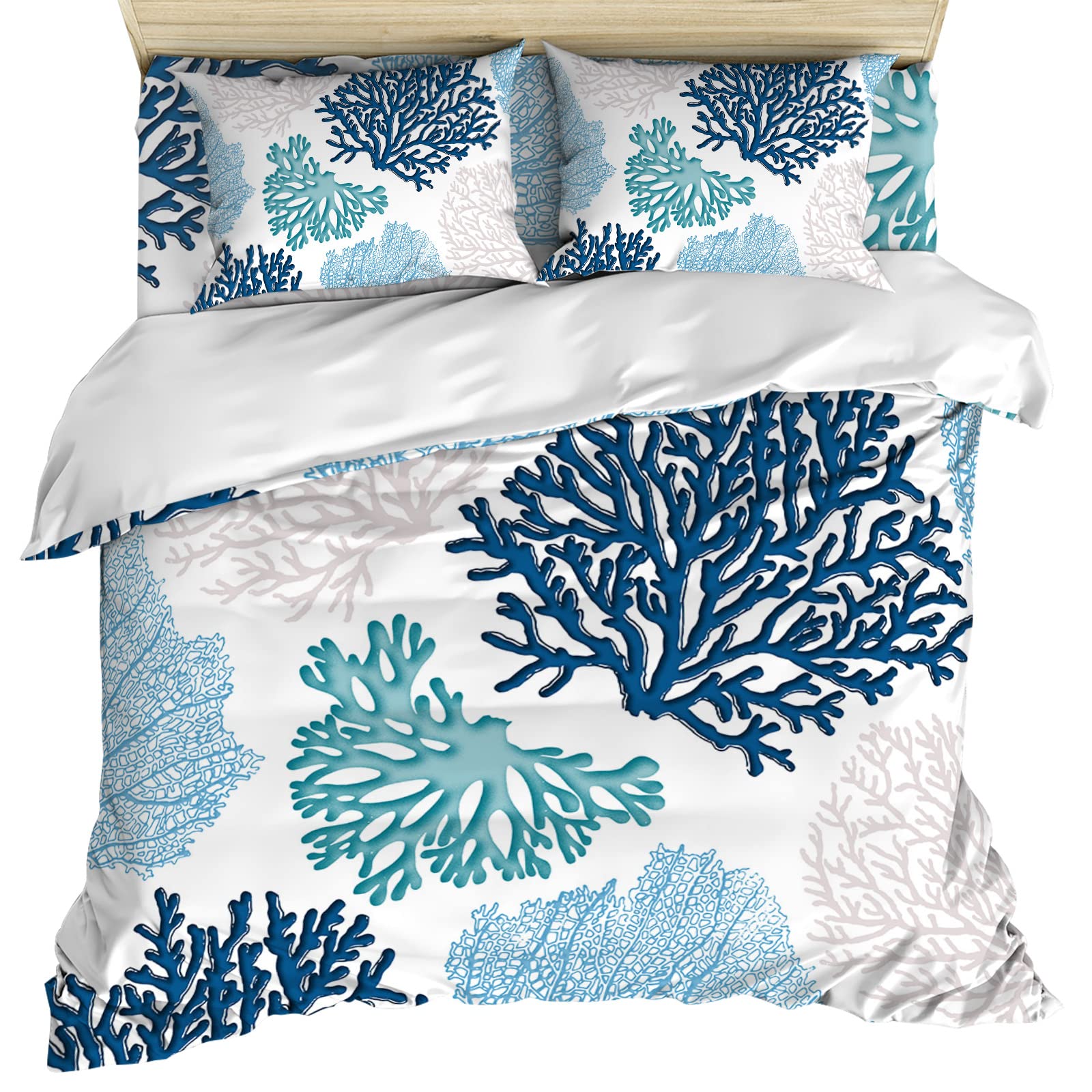 Light Blue And Coral Bedding Coral Blue Reversible Quilt | Bedding