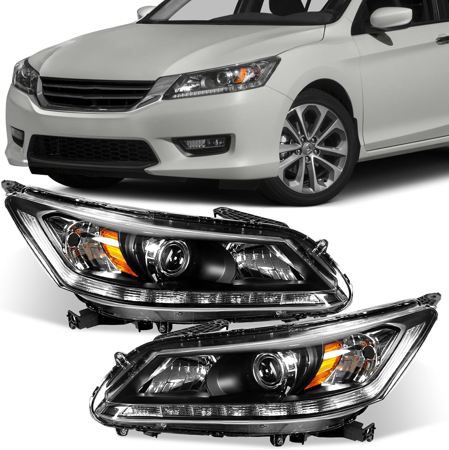 Amazon.com: AKKON - Fits 2016-2017 Honda Accord LX 4Door Sedan [Halogen ...