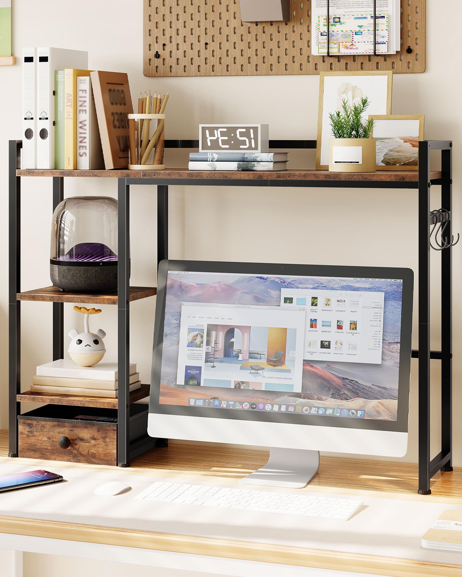 Amazon.com: Snughome Desk Shelf, 38.6" Desktop Organizer Shelf, Desk ...