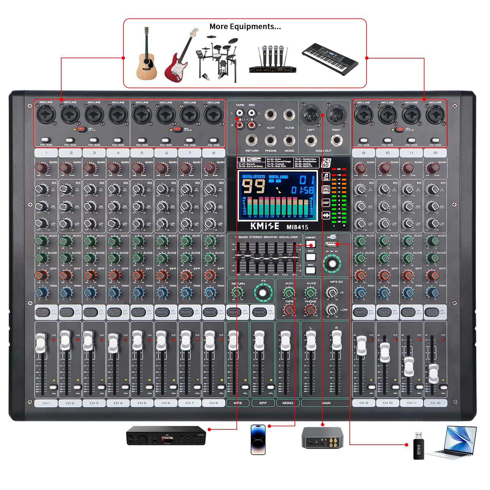 Snapklik.com : Audio Mixer 12 Channel Digital Audio Pro-Series Sound ...