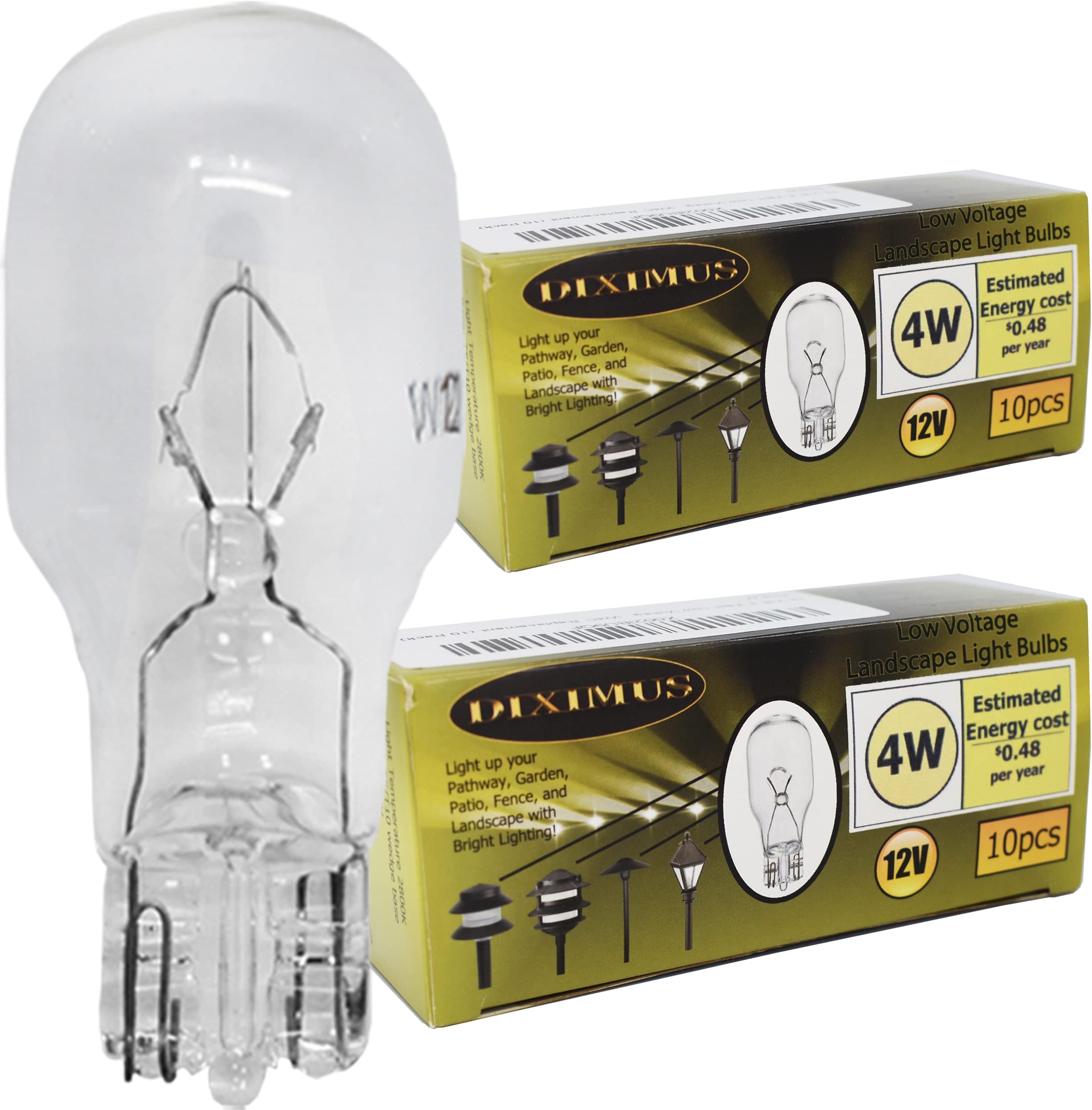 Diximus Landscape Light Bulbs - 20 Pack - 12v Light Bulb - 4 Watt Low ...