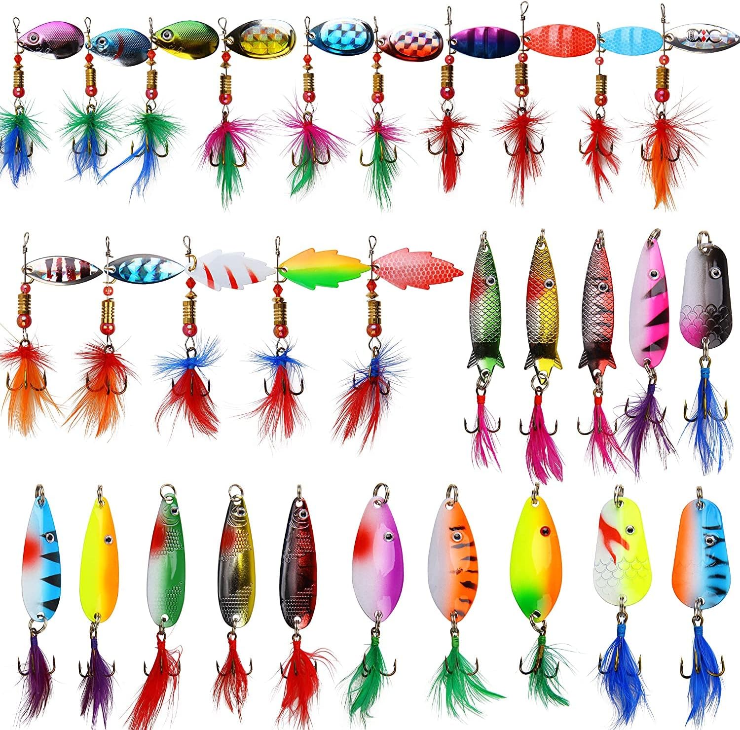 Trout Fishing Lure Roostertail Spinner Lures Kit Metal Spinner Spoon ...