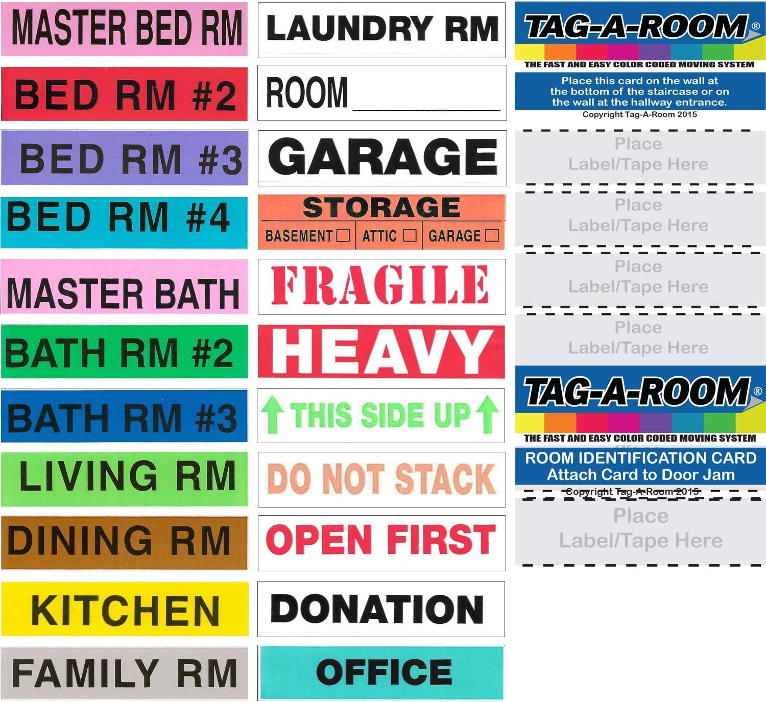 Amazon.com : Tag-A-Room Color Coded Home Moving Box Labels, 1150 Count ...