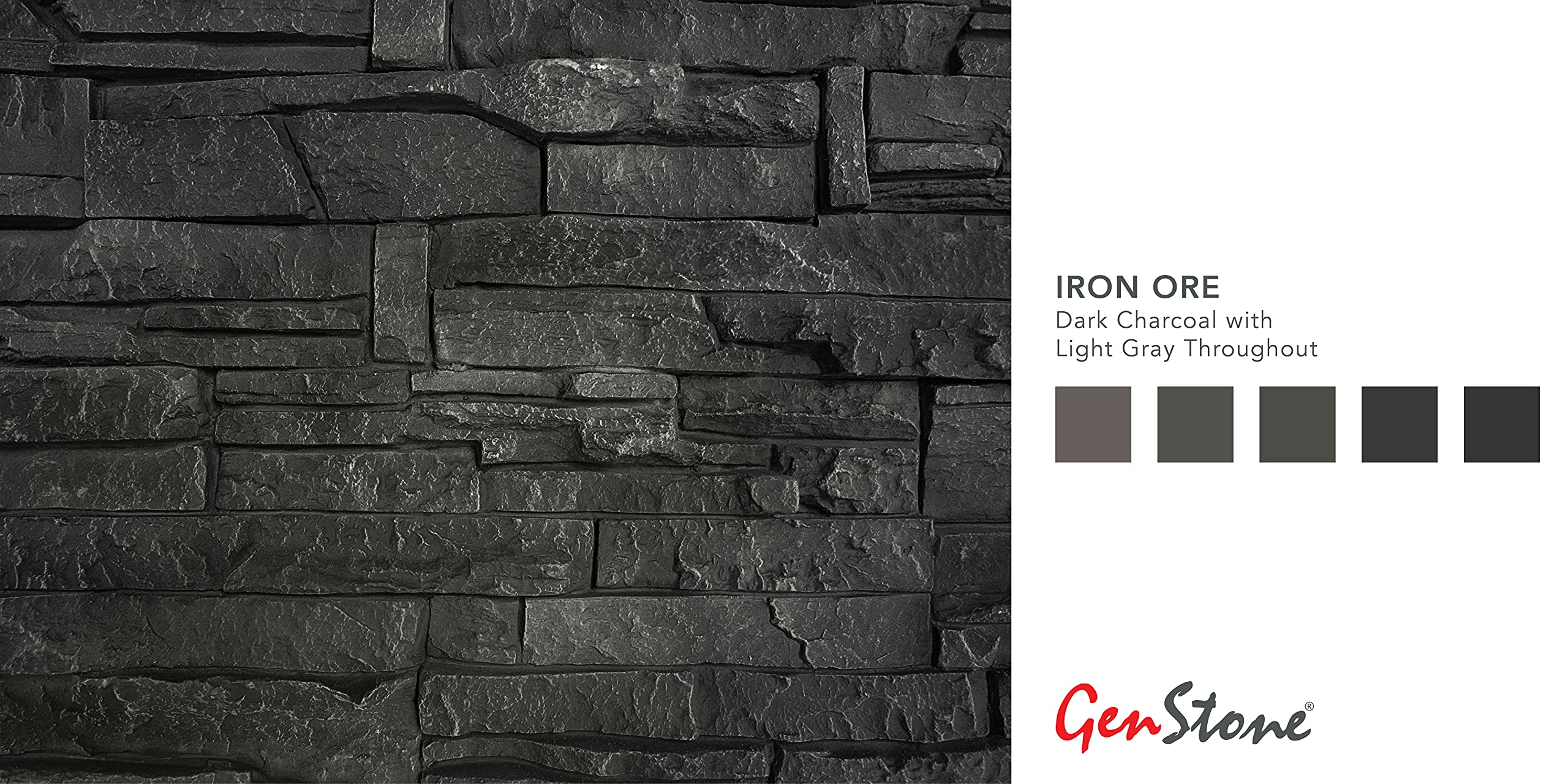 Northern Slate GenStone Faux Stacked Stone Panels - 41" X 11.25", Iron ...