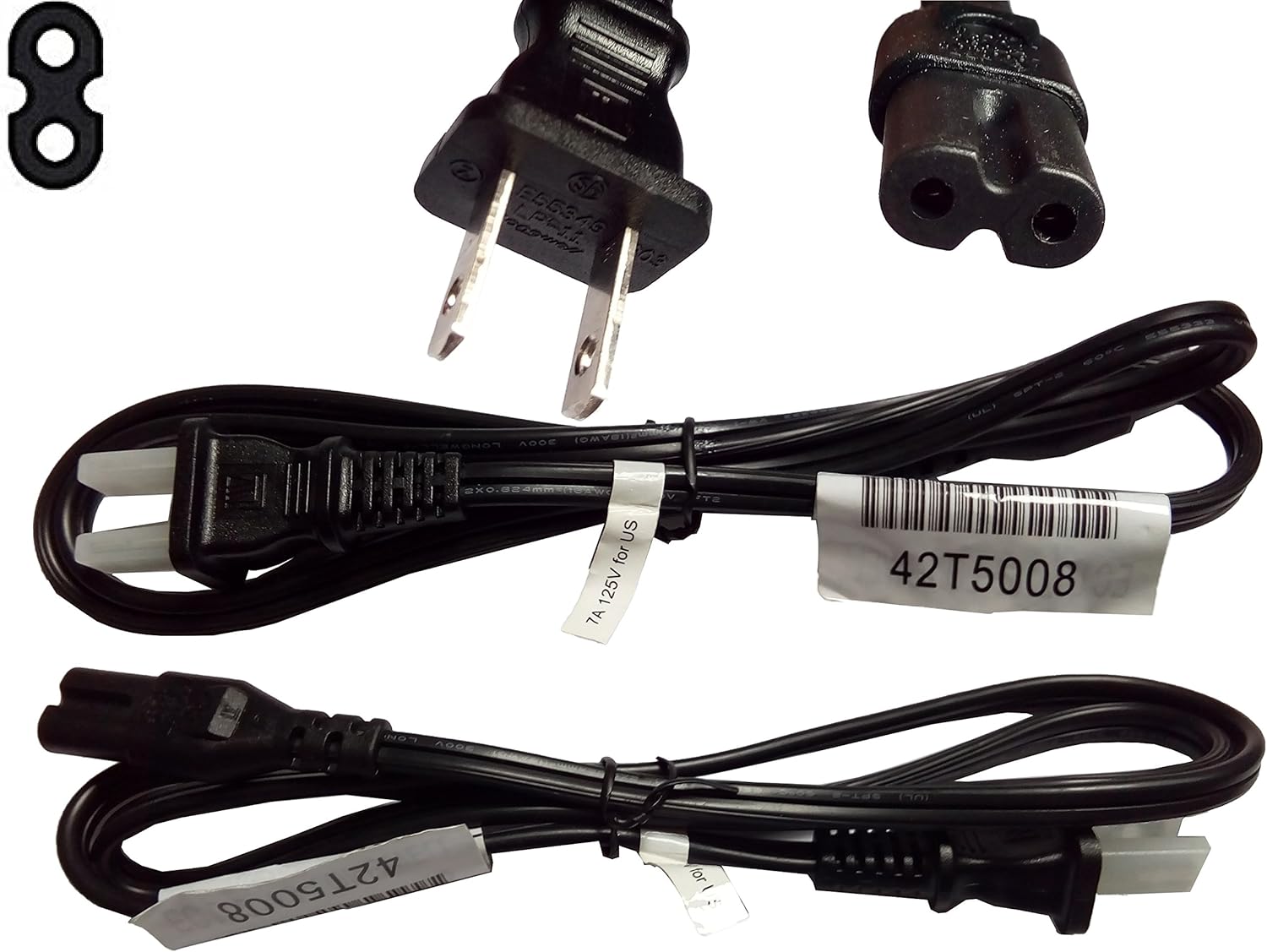 Amazon.com: (2 Pack) 3Ft 2 Prong AC Wall Power Cable 2 Slot Cord for ...