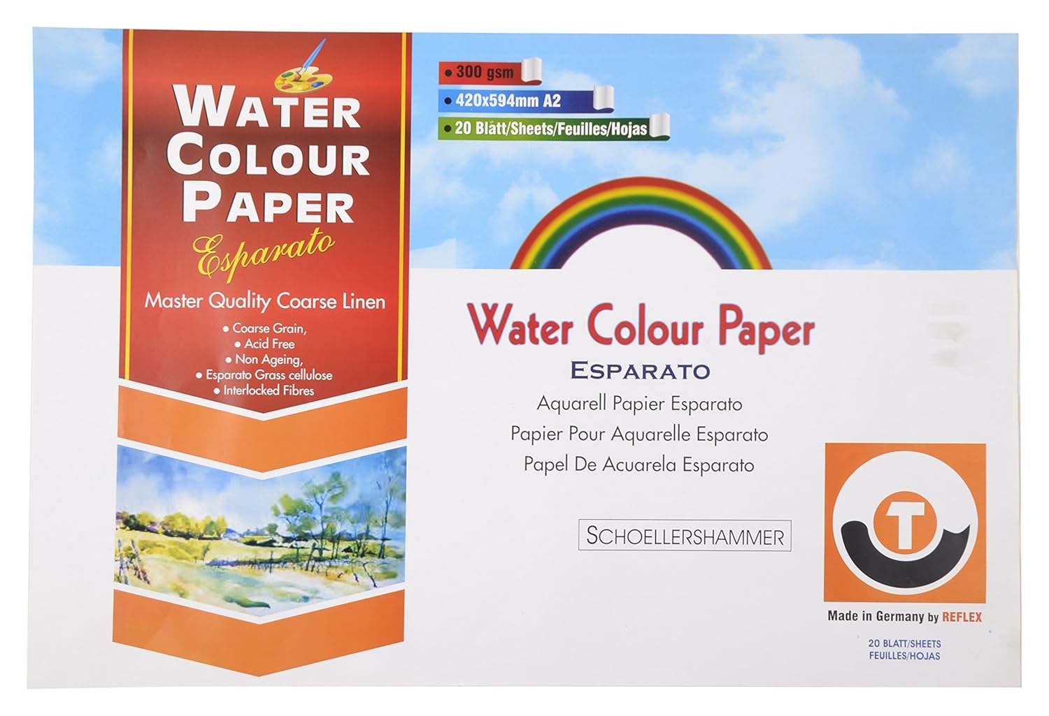 SCHOELLERSHAMMER Water Color Paper Esparto 300gsm A2, 420 mm x 594 mm ...