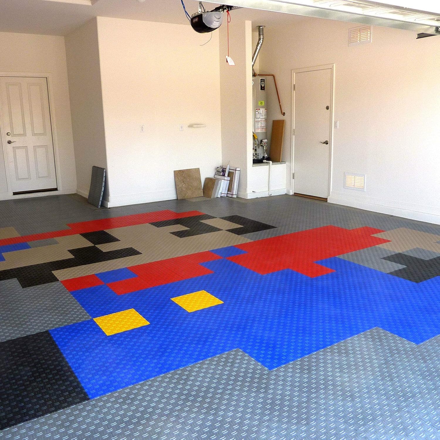 Amazon.com: 9 Tiles (3' x 3') | Grid-Loc Garage Tiles 12in x 12in Coin ...