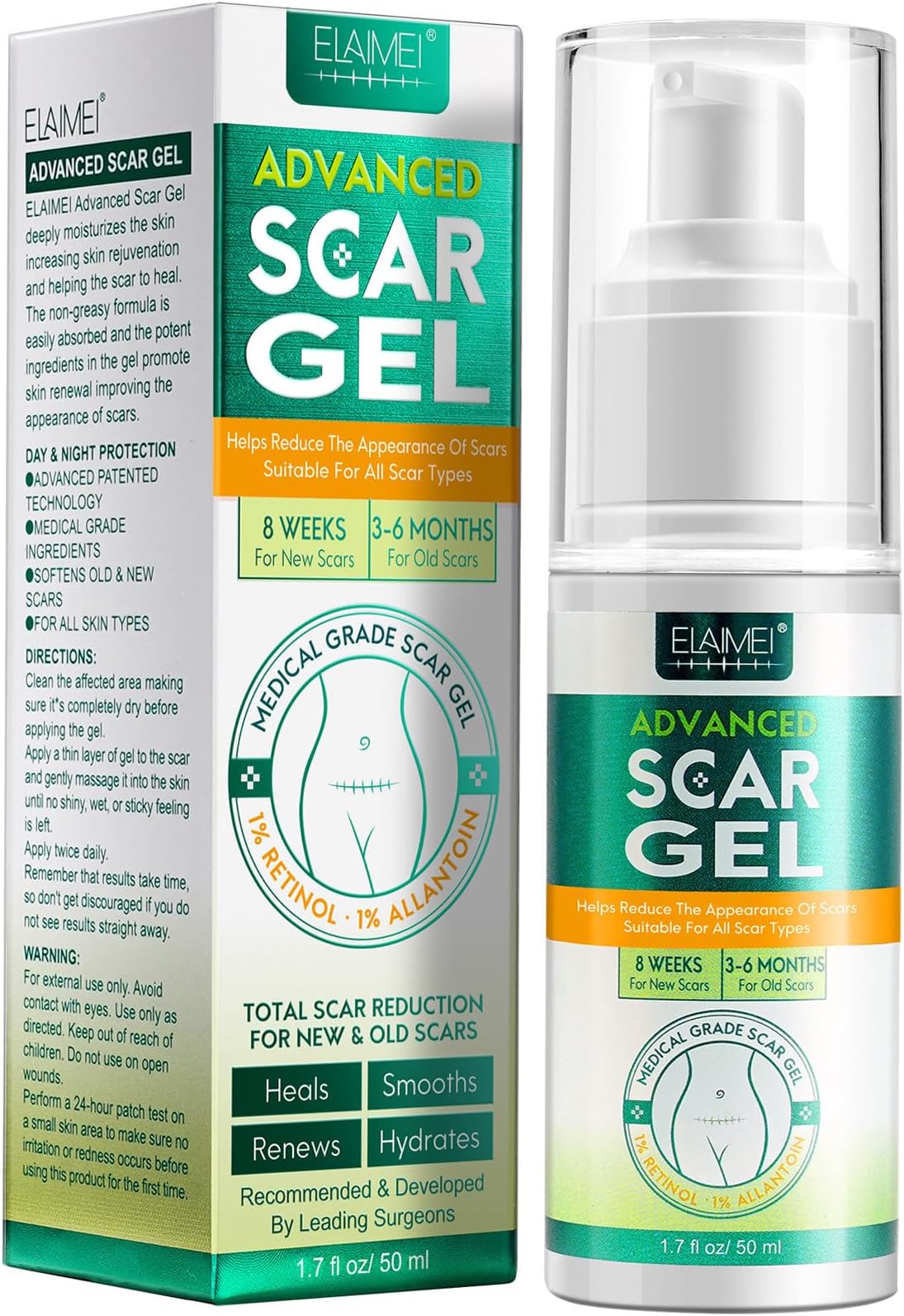 Amazon.com : 100% Silicone Scar Gel Scar Cream - Advanced Scar Gel for ...
