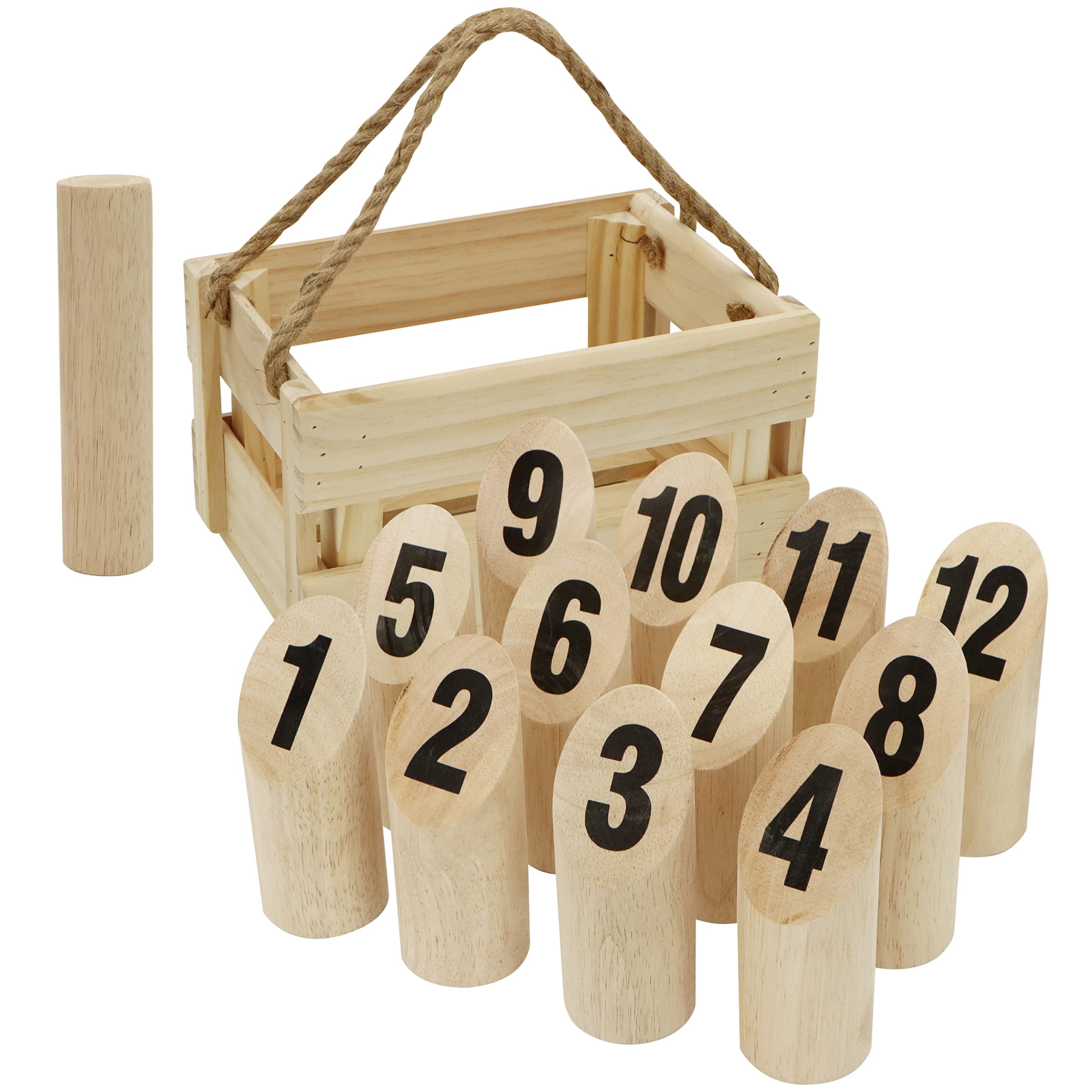 JOYIN 12 Wooden Throwing Game Set Pin & Skittles Game, Number Block ...