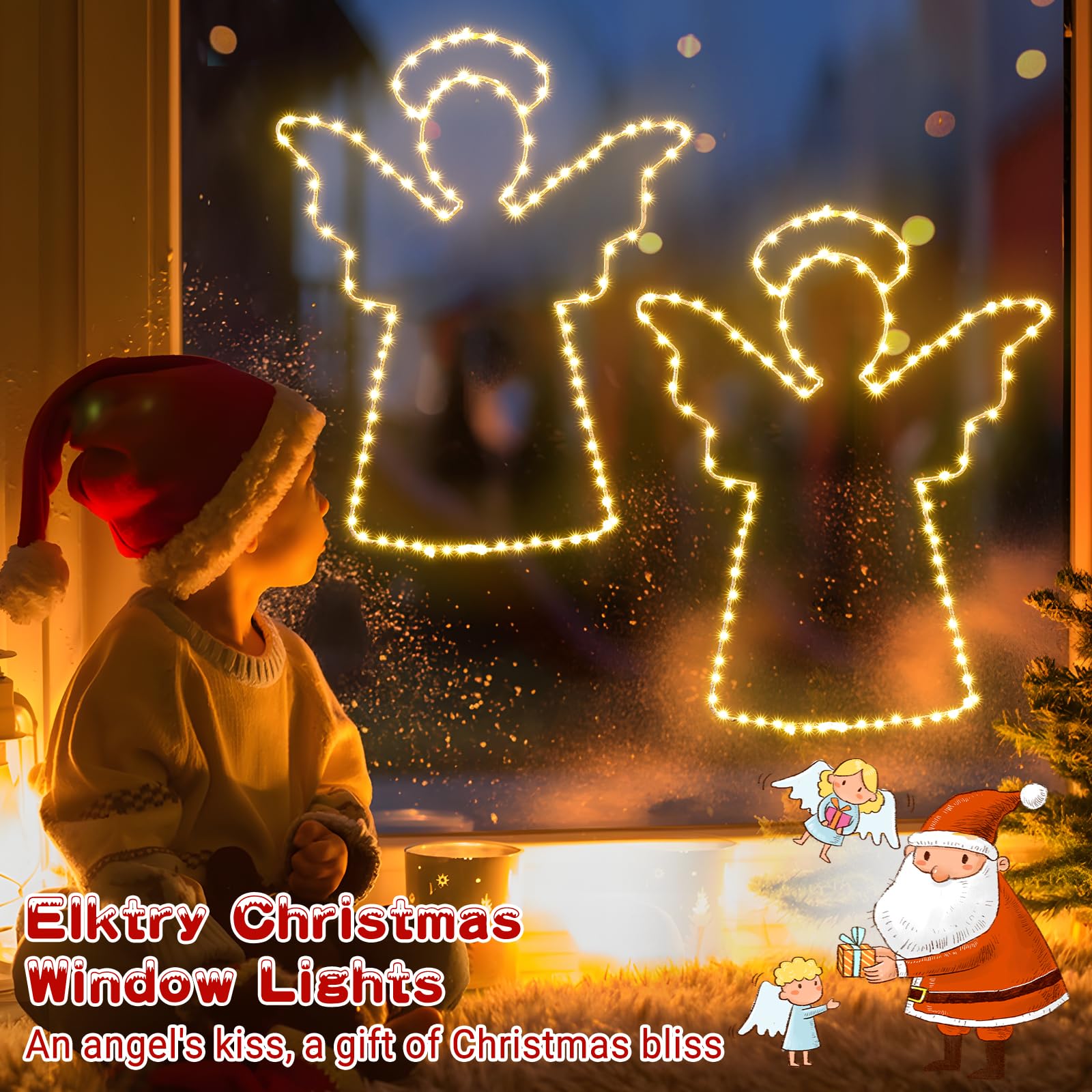 Angel Battery Operated With Timer Exhart Angel And Little Boy Angel