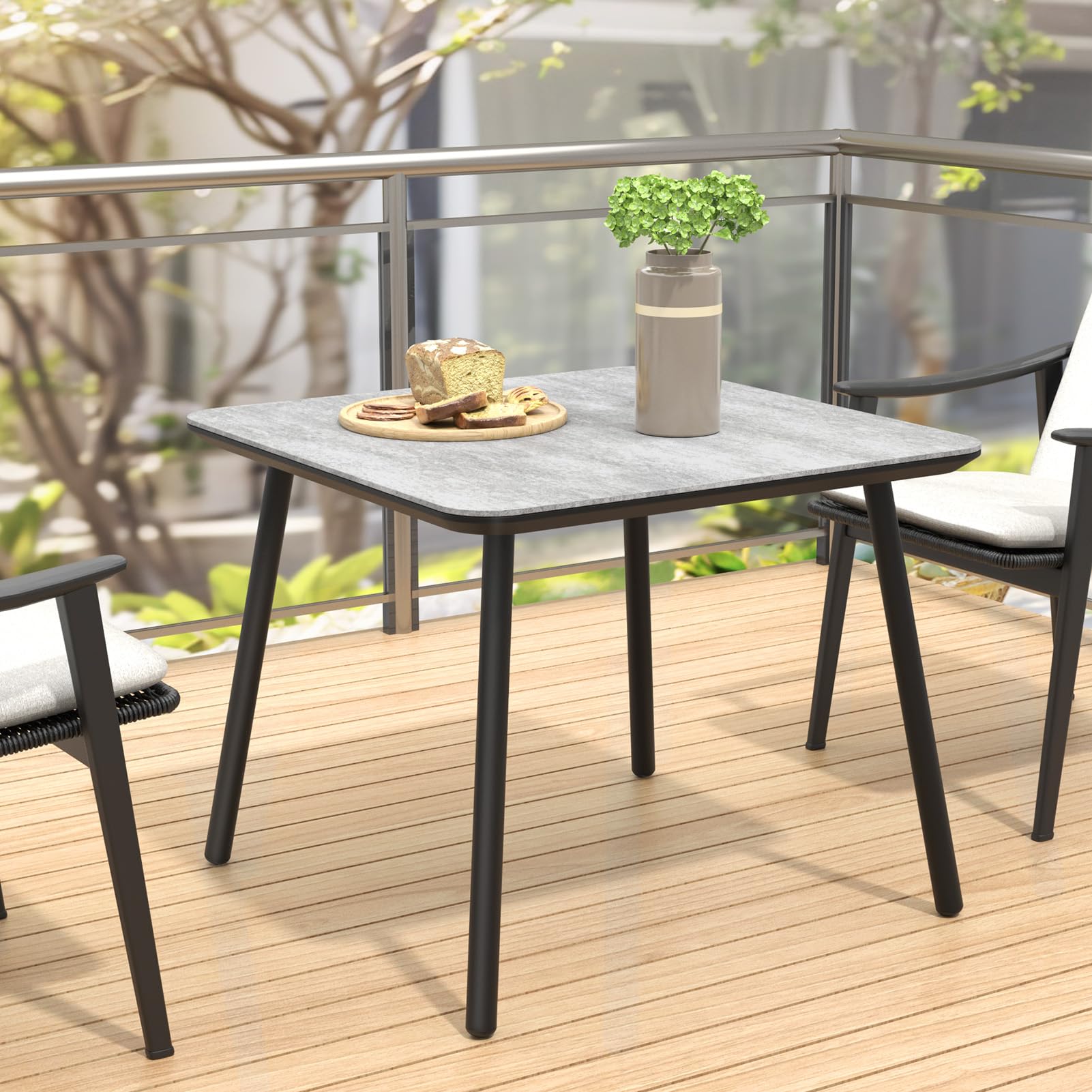 C-Hopetree Square Metal Outdoor Garden Dining Table for Outside Patio ...
