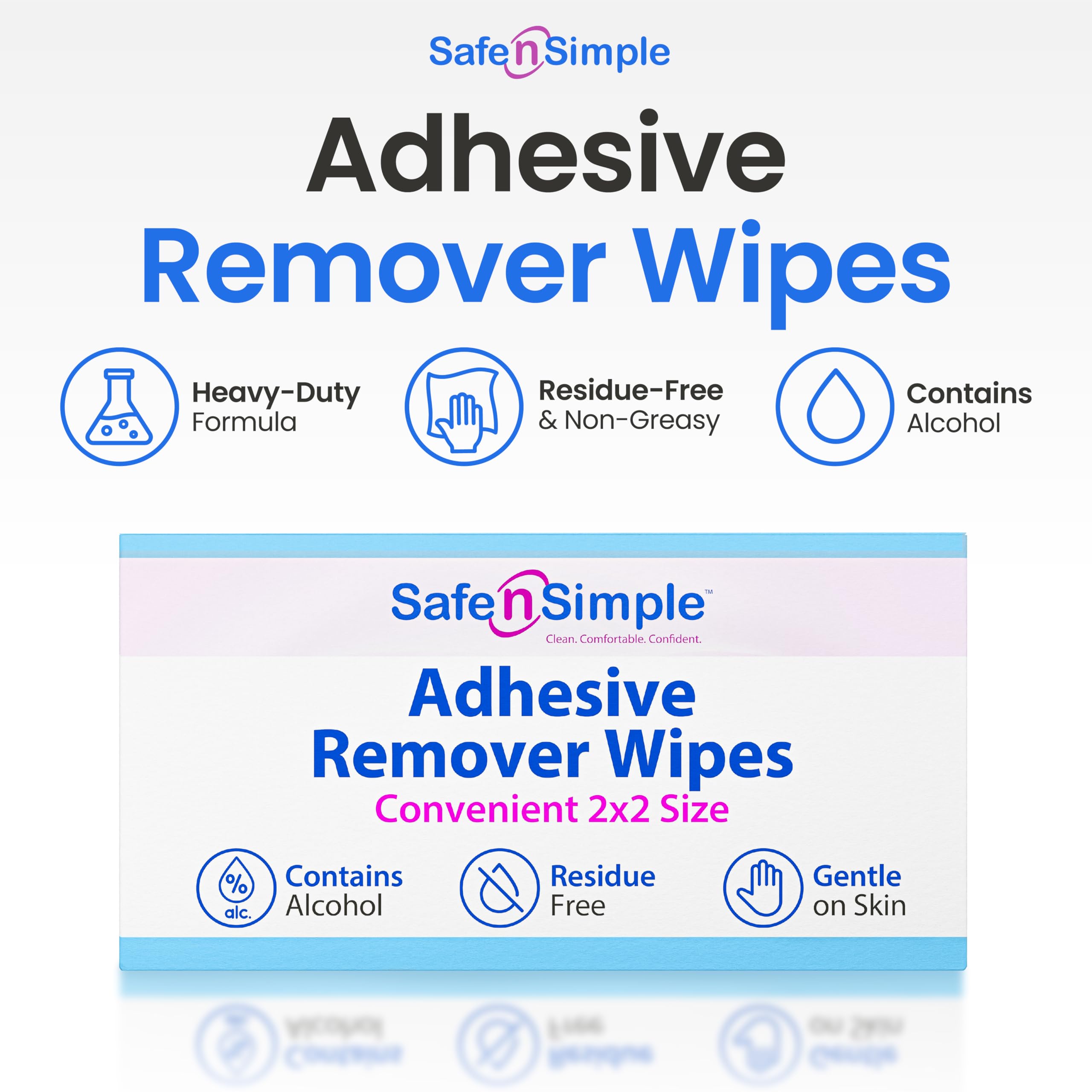 Snapklik.com : Safe N Simple Adhesive Remover For Skin - 2”x2” 50 ...