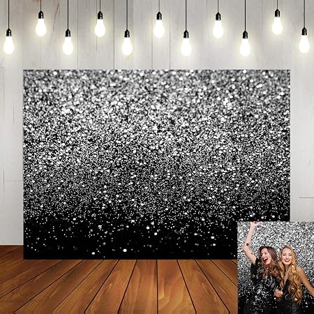 Amazon.com : COMOPHOTO Silver Bokeh Black Backdrop 7x5ft Birthday Party ...