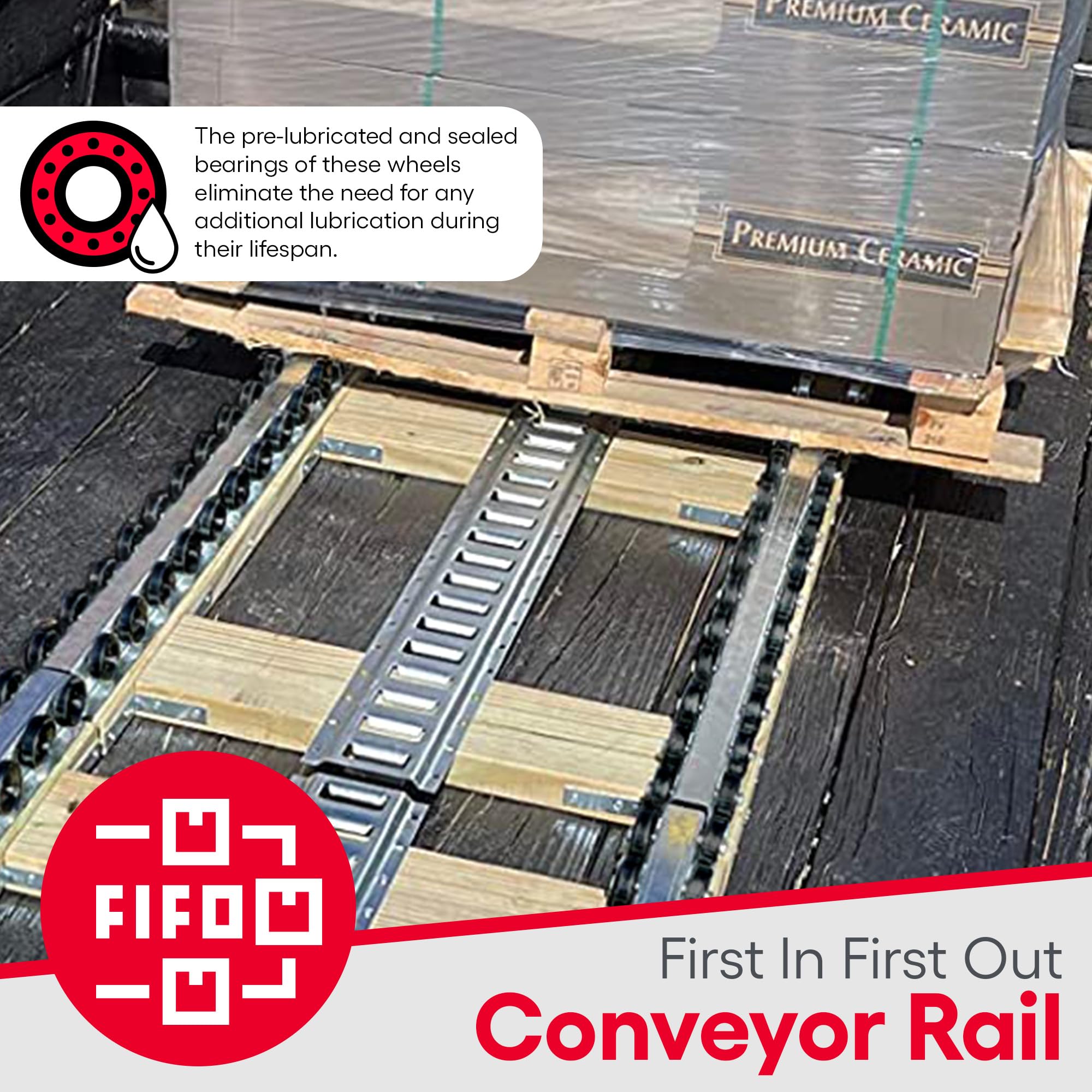 Snapklik.com : Galvanized Conveyor Rail 5 Staggered Steel Skate Wheels ...