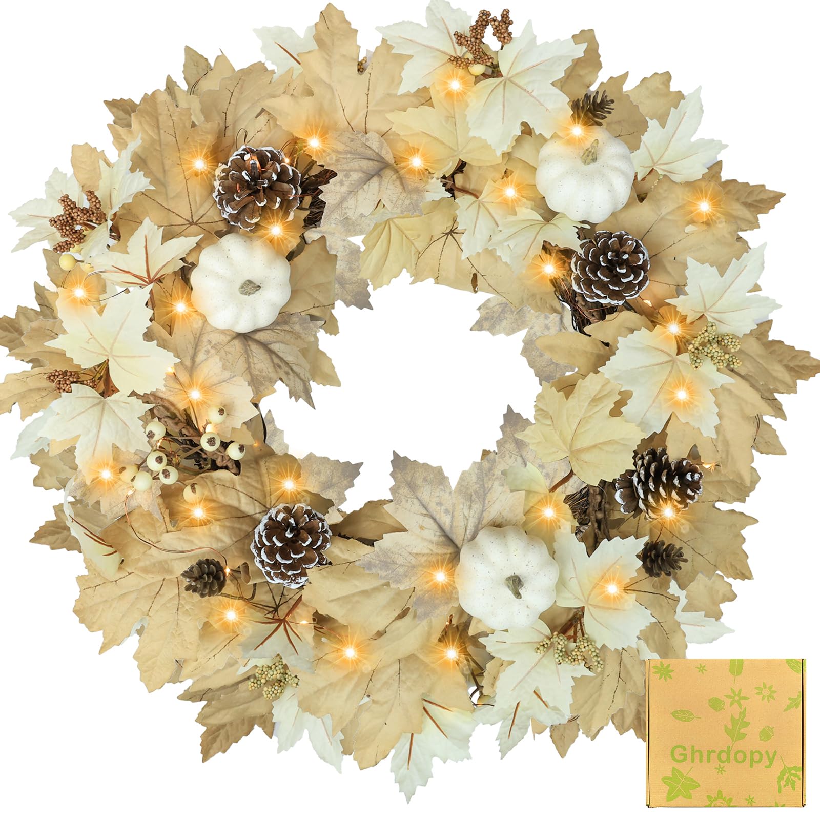 Amazon.com: Fall Wreath with Lights 22 Inch - Fall Wreaths for Front ...