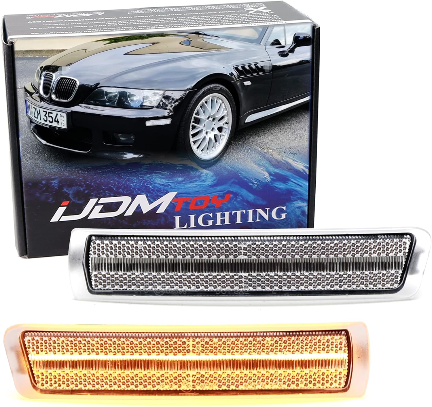 Amazon.com: iJDMTOY Semi-Clear Lens Front Bumper Amber Full LED Strip ...
