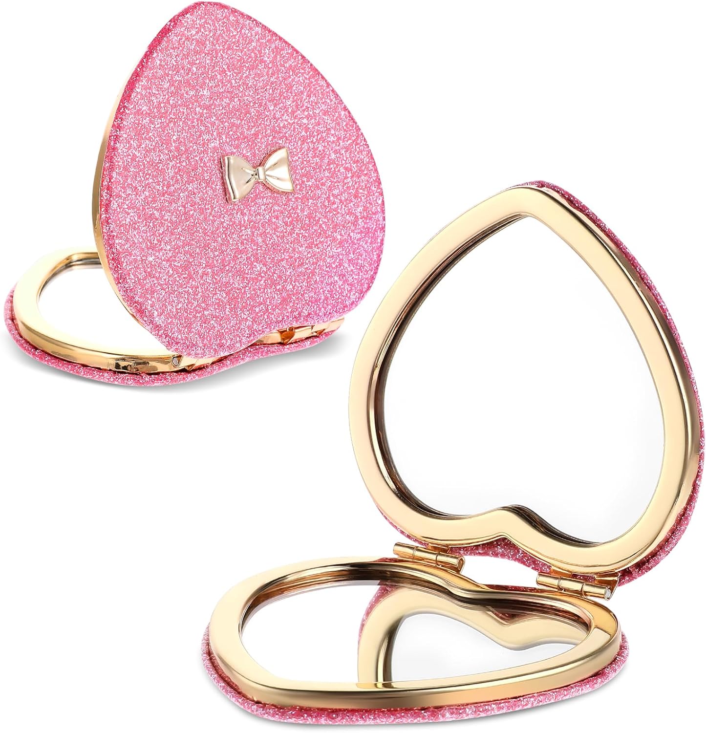 Amazon.com: Pink Compact Mirror, Double-Sided Heart Compact Mirror, Magnetic Folding Purse ...