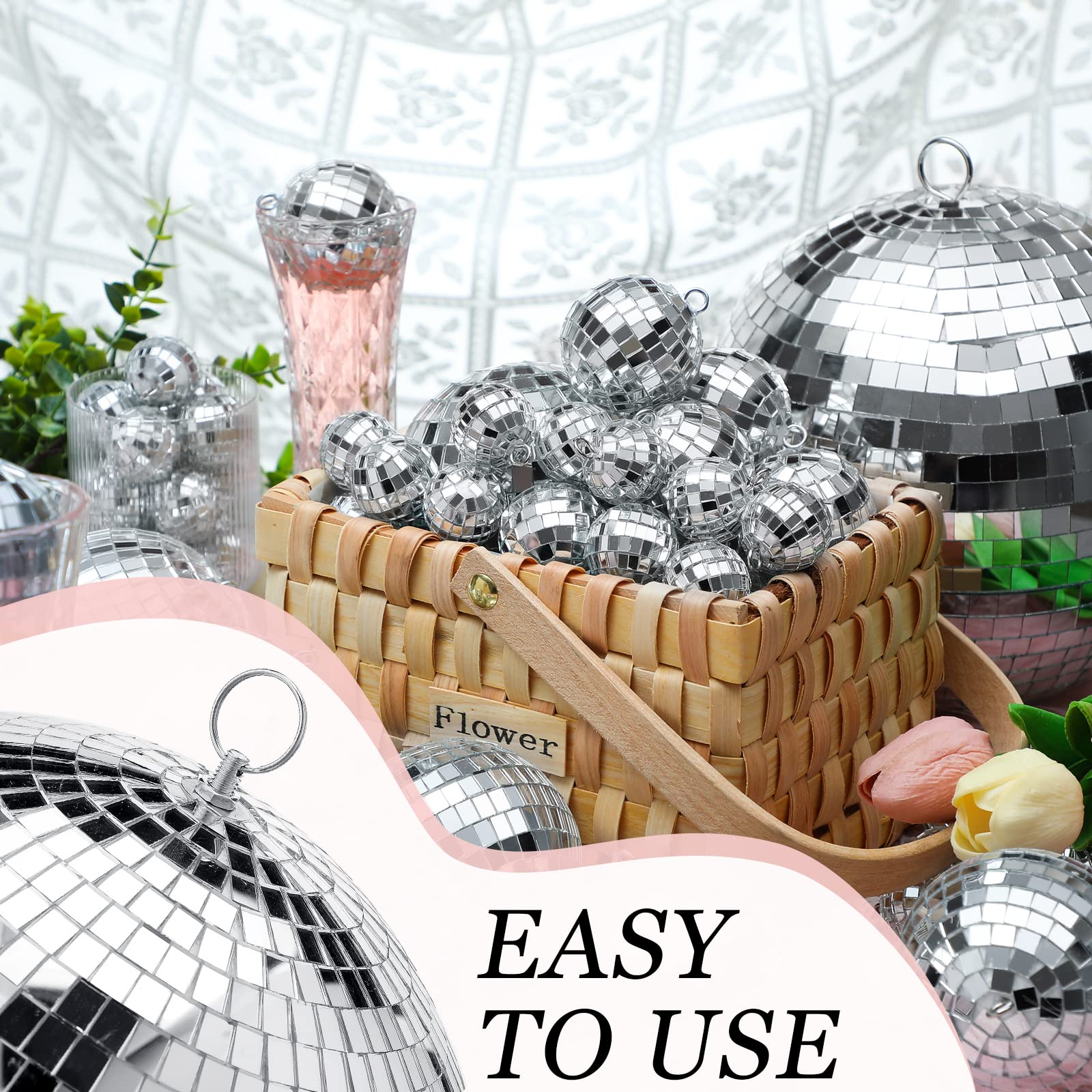 100 Pcs Mirror Disco Balls Decorations Different Sizes Bulk Silver ...