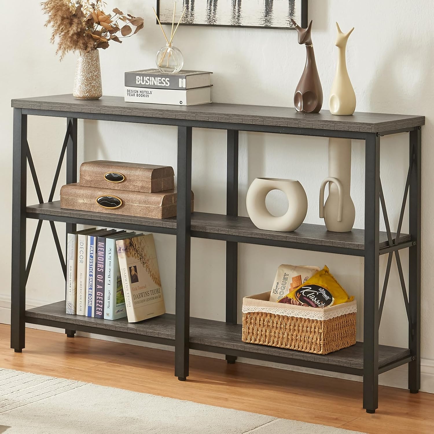 Amazon.com: HOMBAZAAR Console Table,Industrial Sofa Table with Metal ...