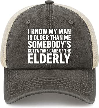 Amazon.com: I Know My Man is Older Than Me Somebody's Gotta Hats Beach ...