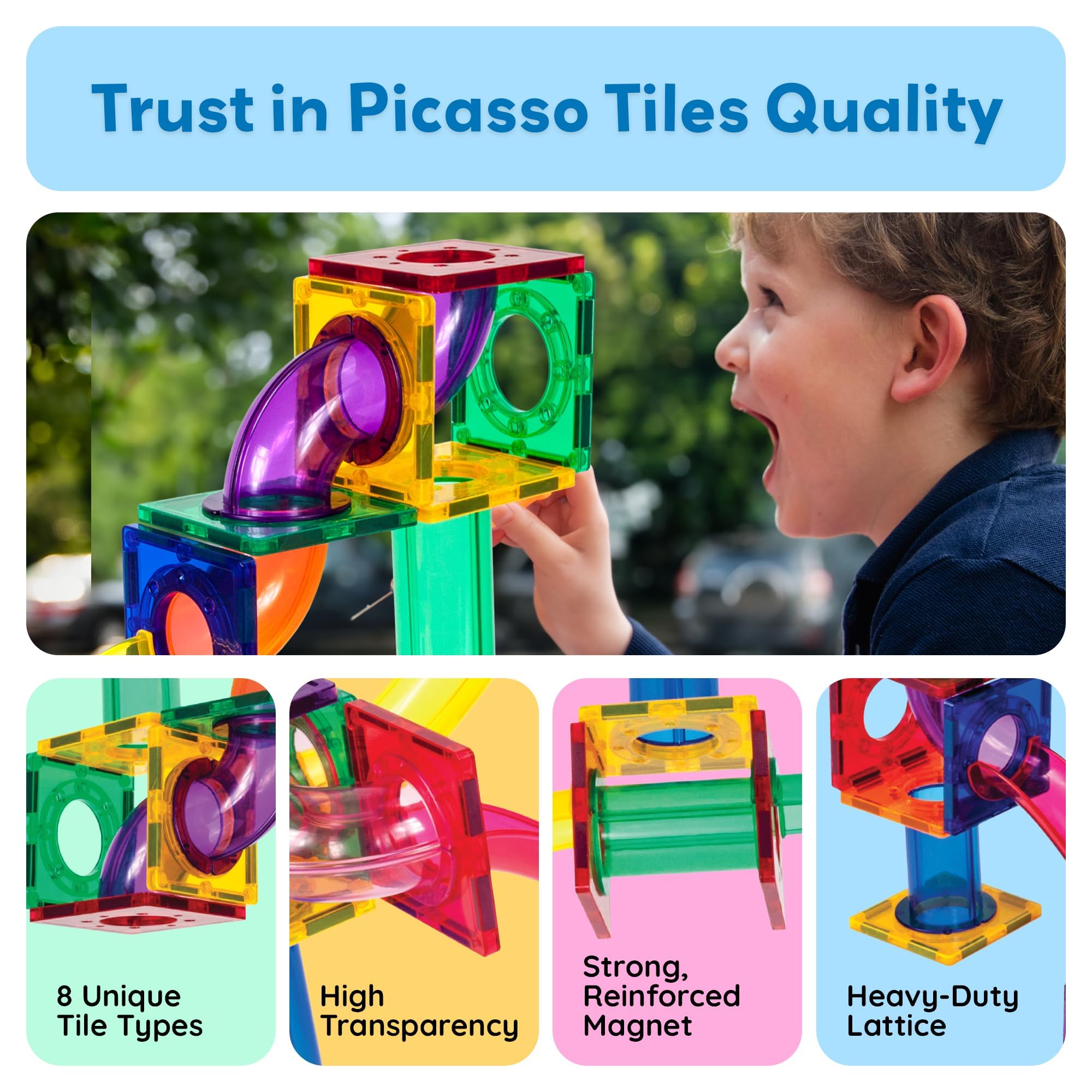 Snapklik.com : 50pcs Magnetic Tiles Marble Run For Kids Race Track Toy ...