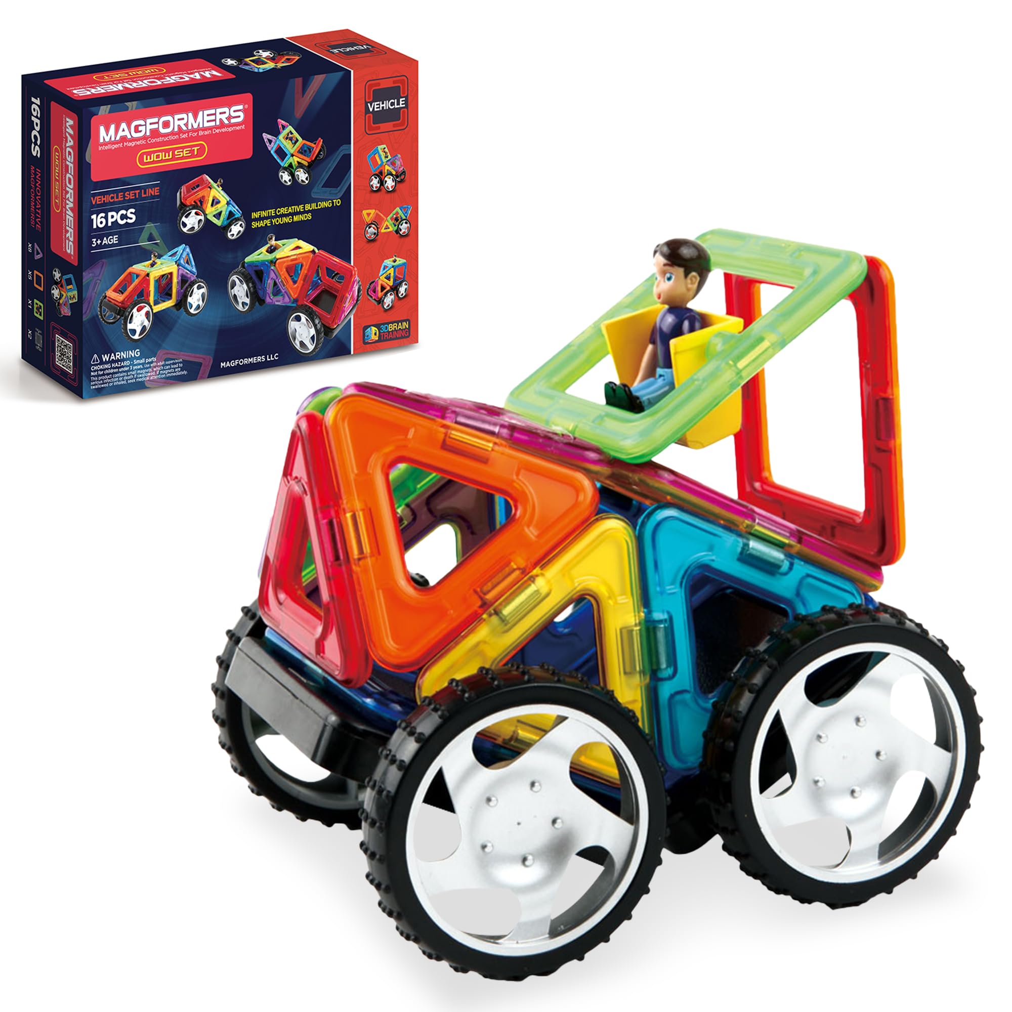Amazon.com: Magformers Vehicle Wow Set (16-pieces) Magnetic Building ...