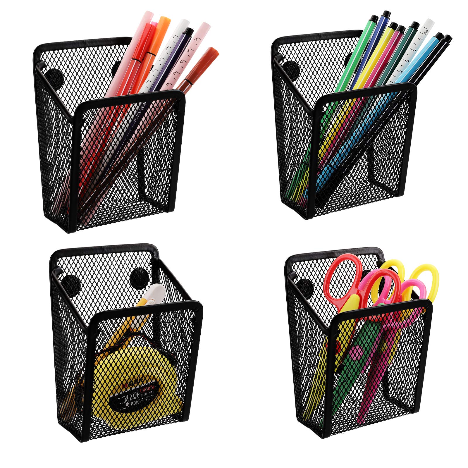 Snapklik.com : 4 Pack Magnetic Pen Pencil Holder, Metal Mesh Magnetic ...
