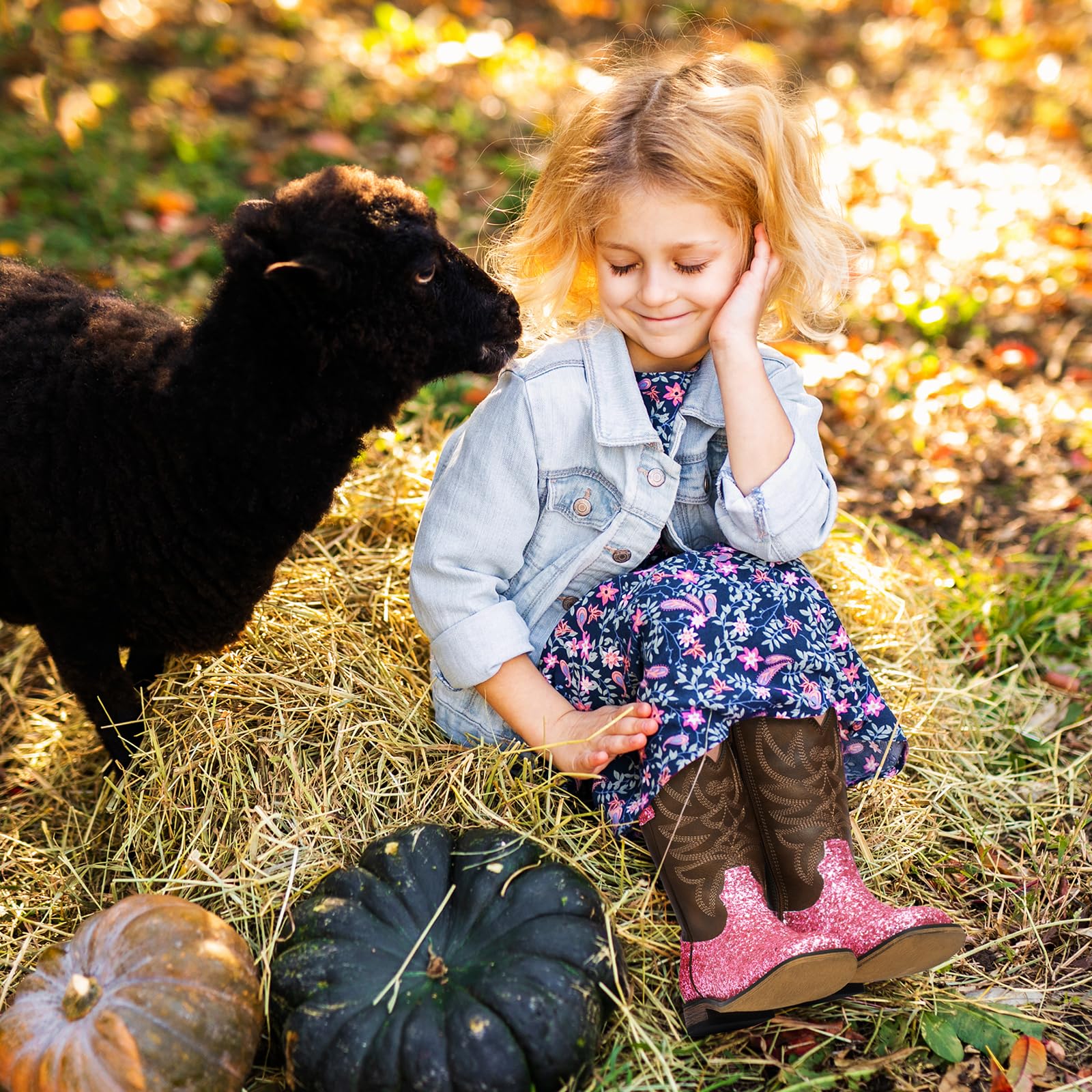 Snapklik.com : Rollda Kids Cowboy Boots For Boys Girls Western Square ...