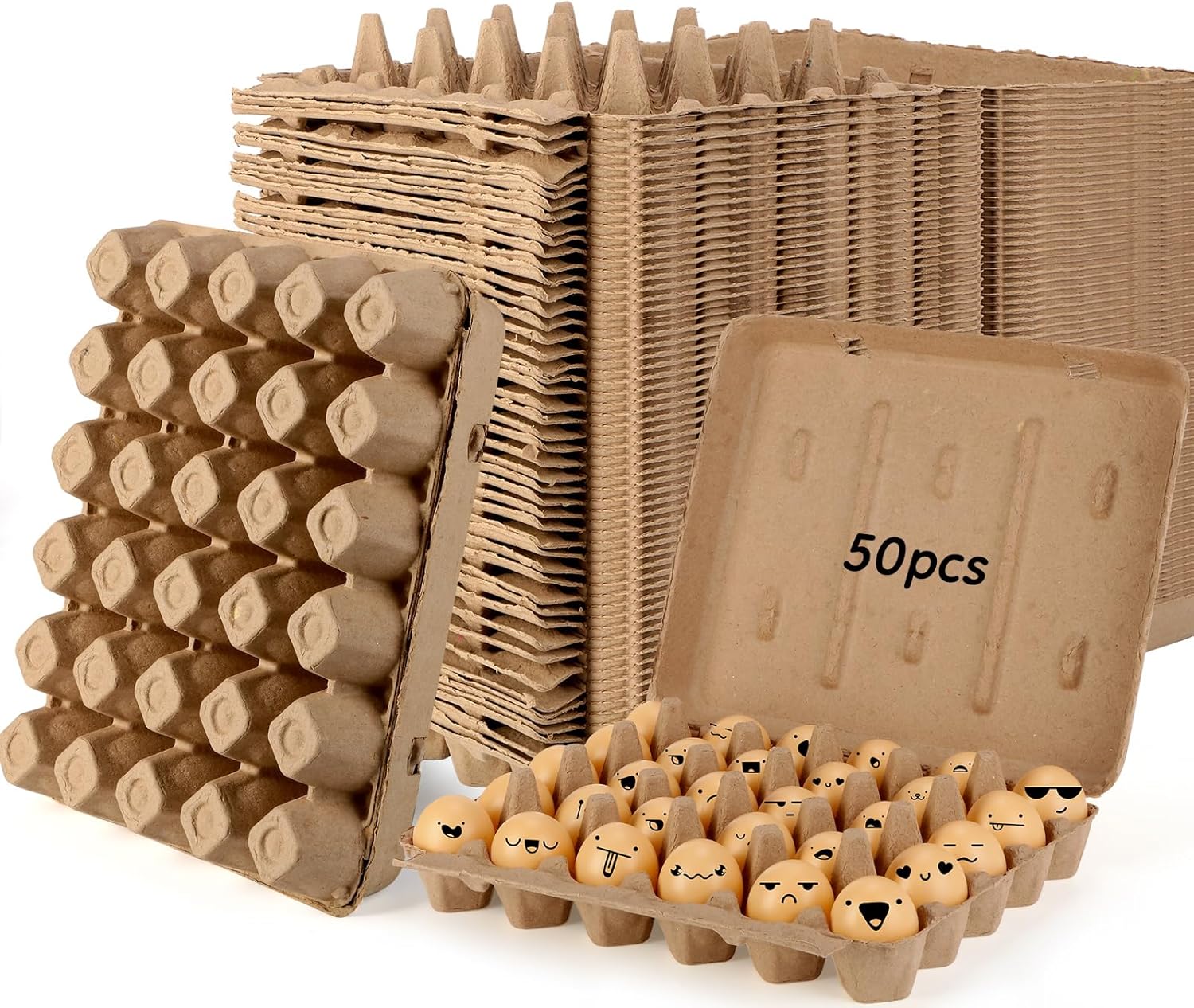 Amazon.com: Jinei 50 Pcs 30 Count Easter Egg Cartons Blank Paper Pulp ...