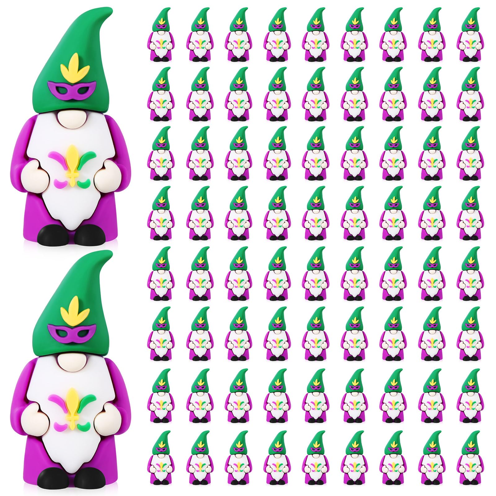 Amazon.com: Halloscume 50 Pcs Mini Mardi Gras Gnomes Figurines ...