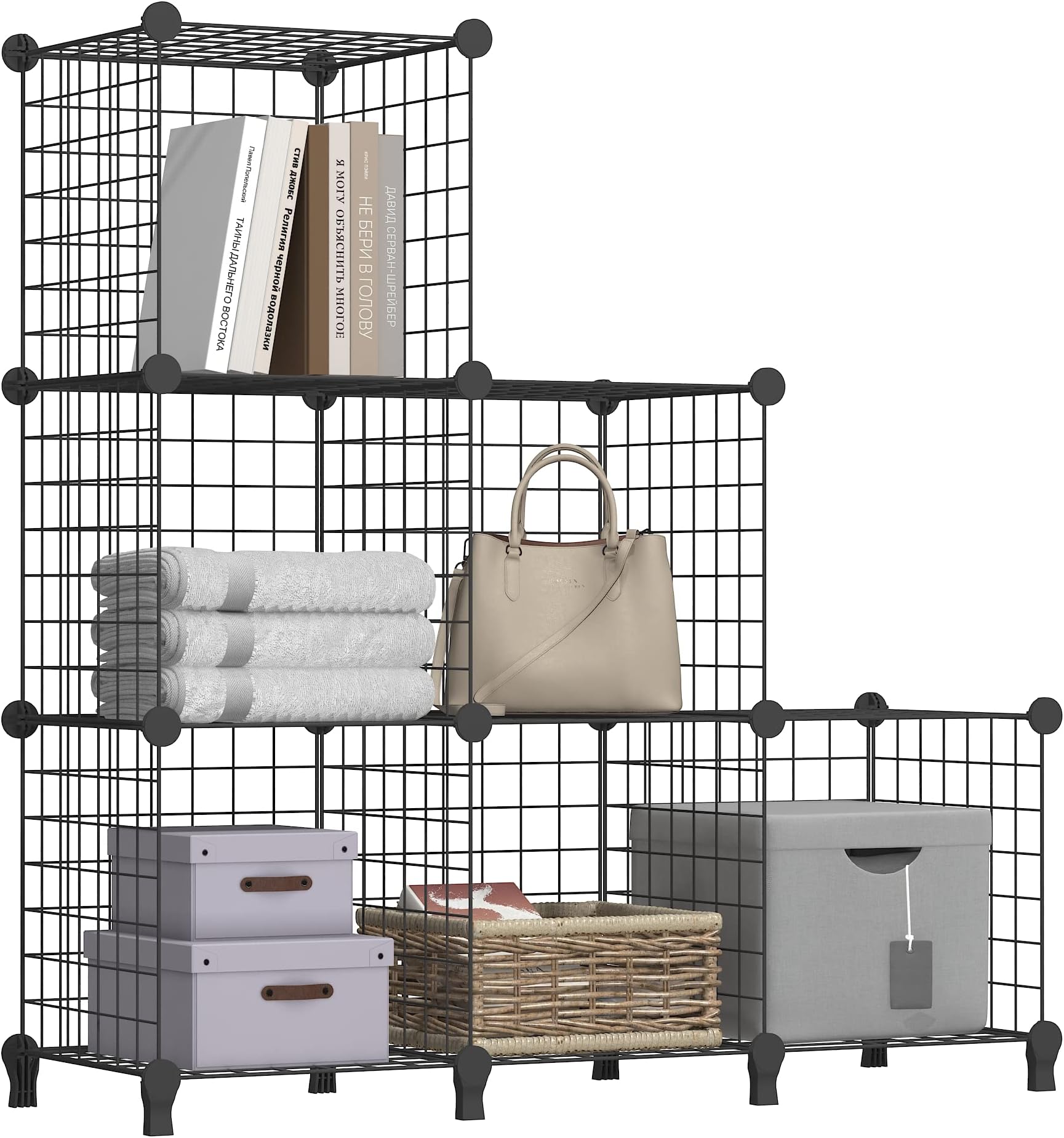 Amazon.com: Work-It! Wire Storage Cubes, 9-Cube Metal Grid Organizer ...