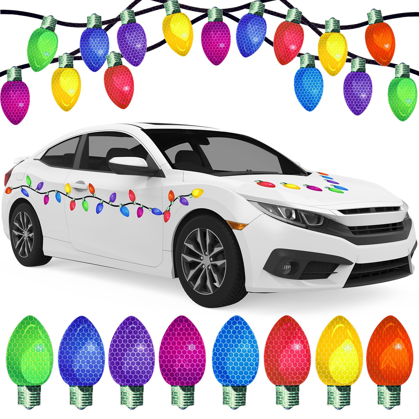 Amazon.com: Whaline 130Pcs Christmas Reflective Car Magnets Set 64Pcs ...