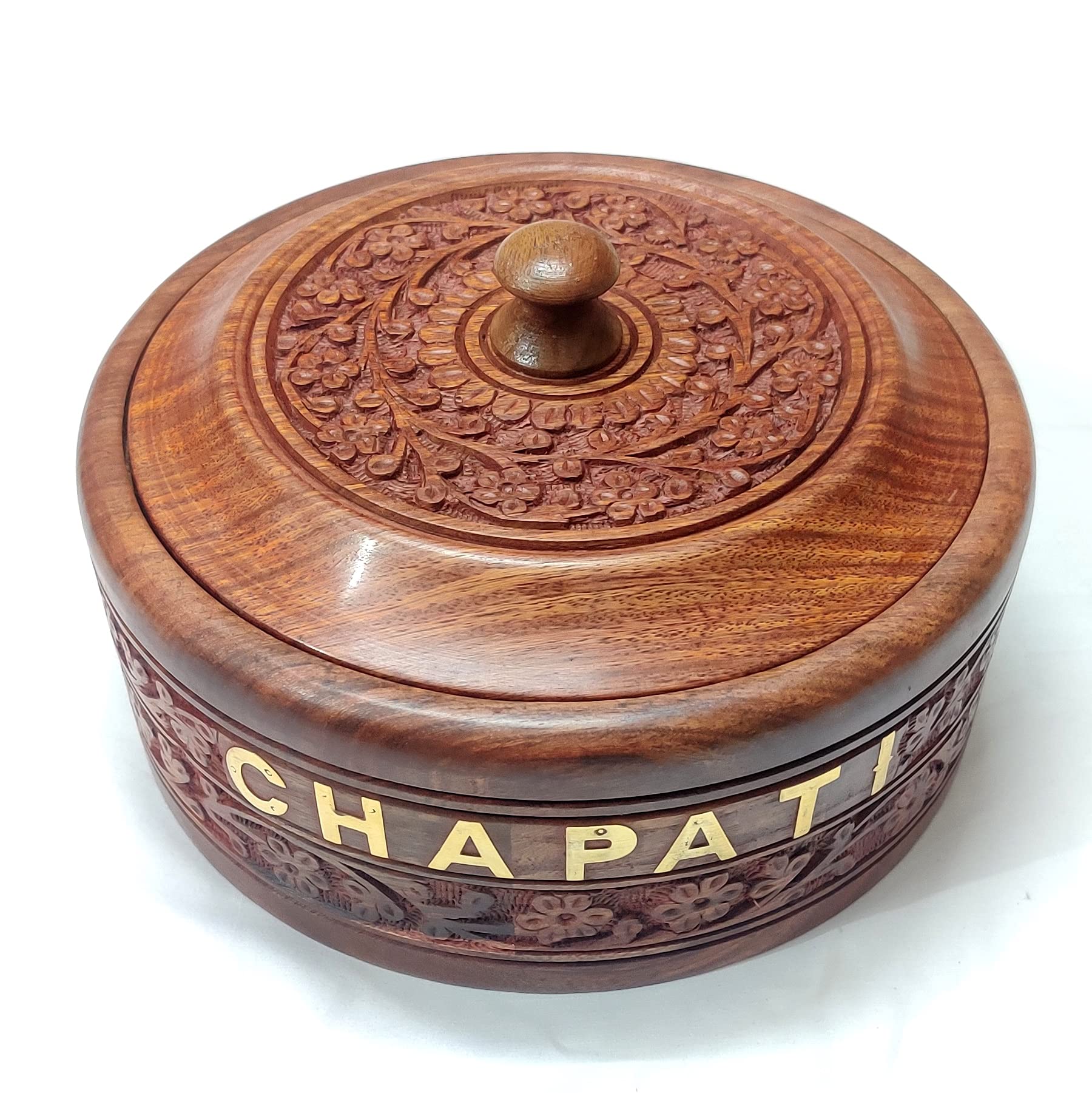 Buy Handmade Rose Wood Chapati Box Hot Pot Casserole Dish with Lid ...