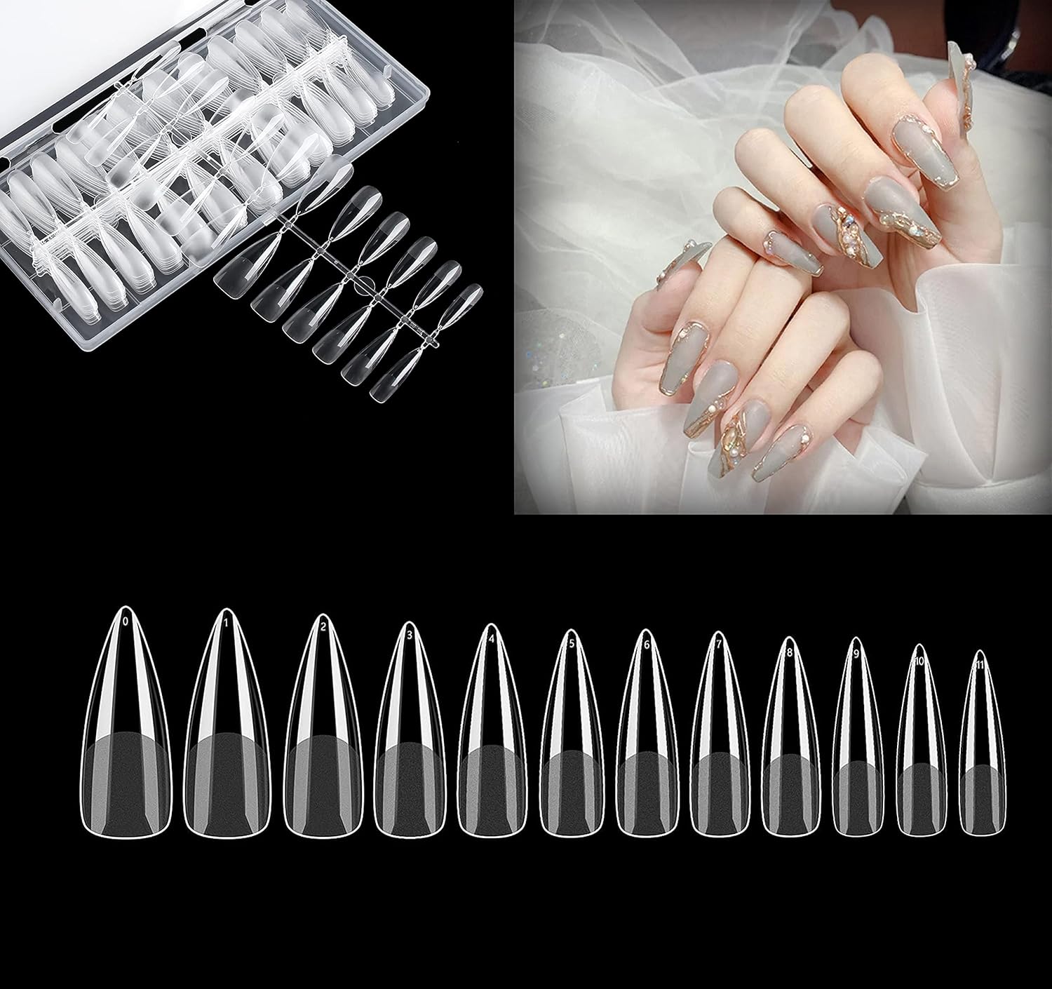 MAKINGTEC Soft Gel Full Cover Nail Tips, 240PCS 12 Sizes Clear Gel Nail ...