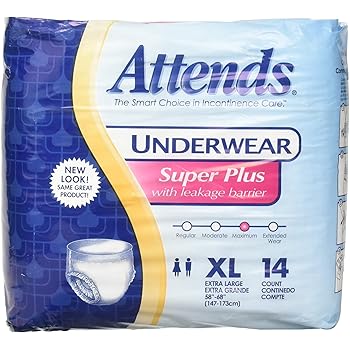 Amazon.com: Attends Super Plus Underwear, XL, Extra Large, Heavy ...