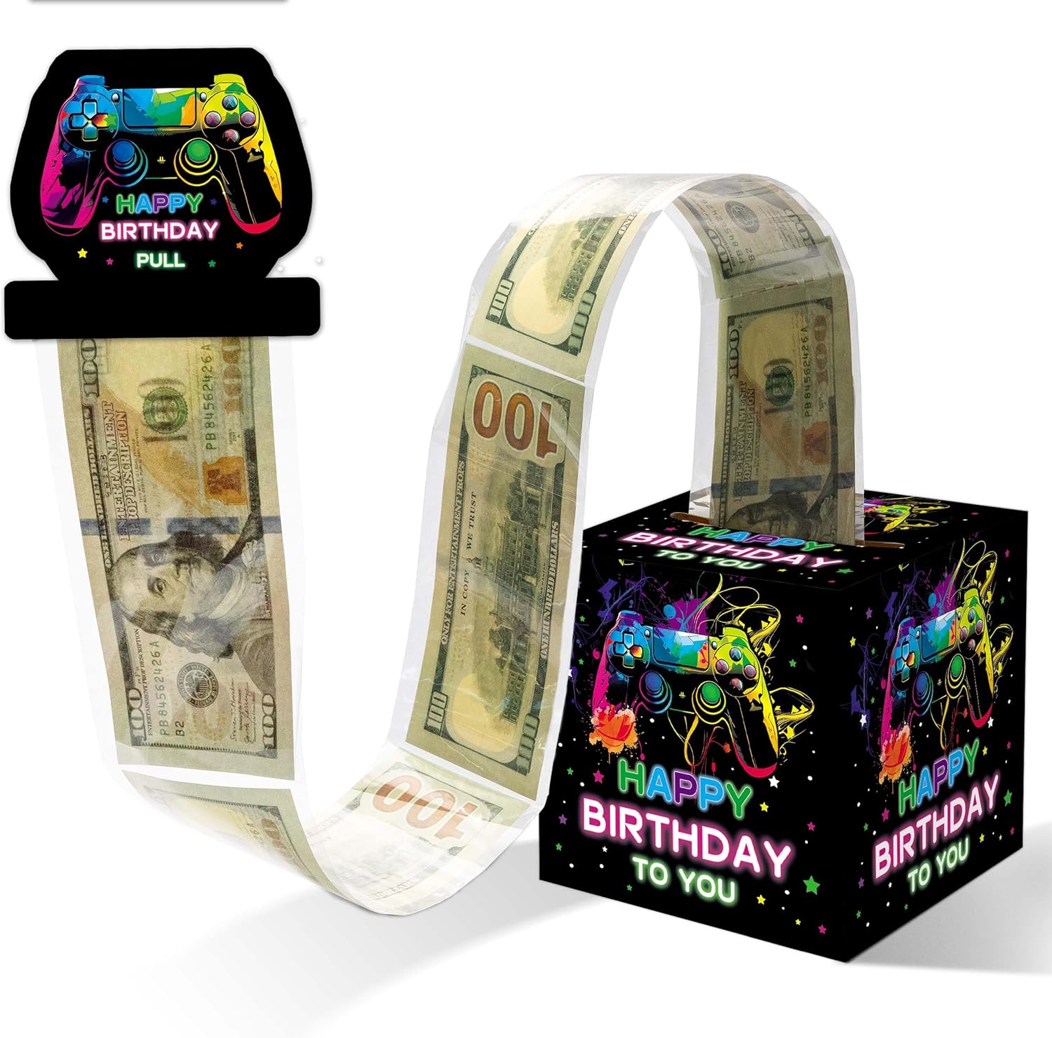 Amazon.com: Birthday Money Box for Cash, Gaming Money Holder with Pull ...
