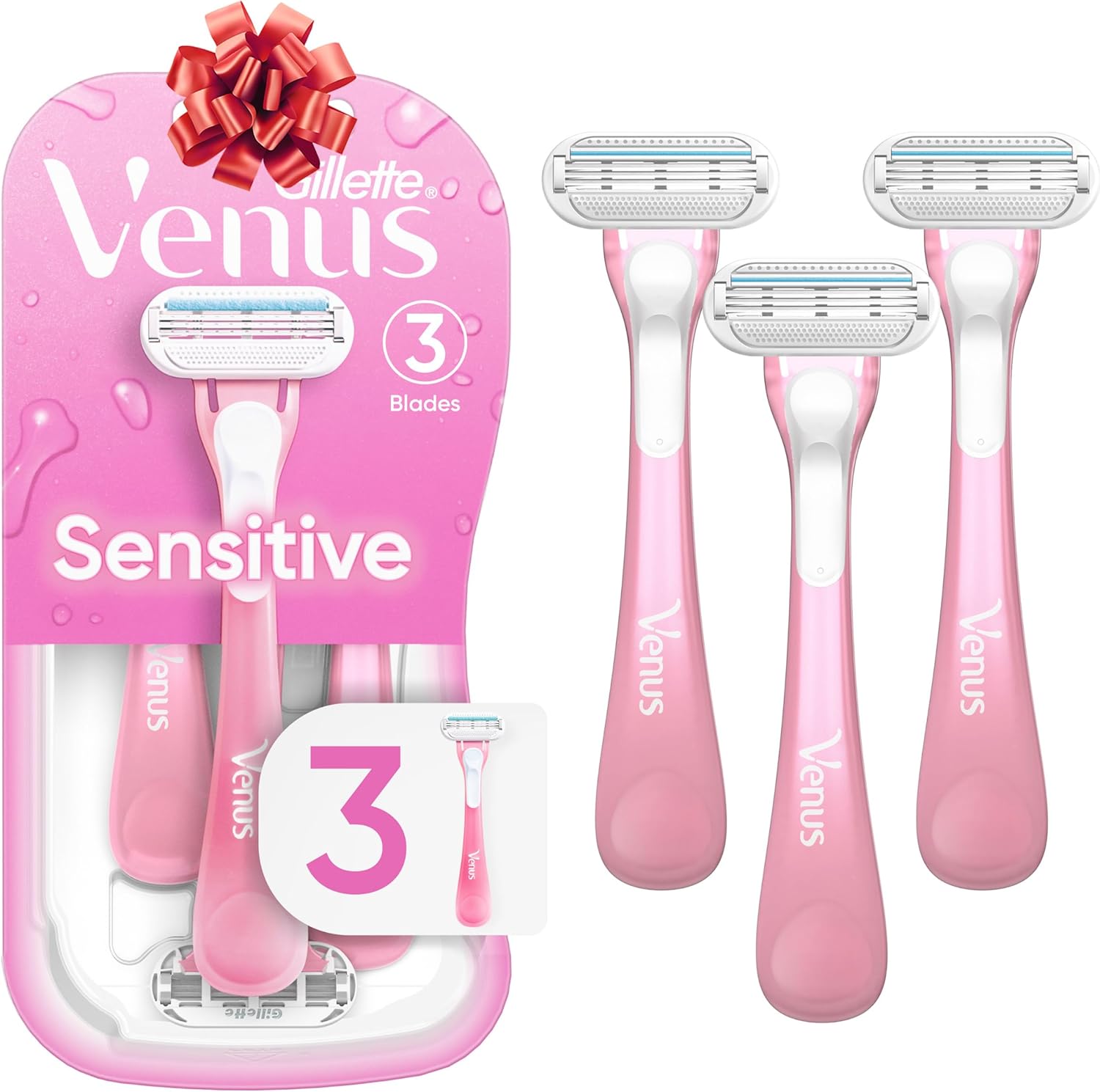 Venus Sensitive Disposable Razor Pink, 3 count (Pack of 2)- Packaging ...